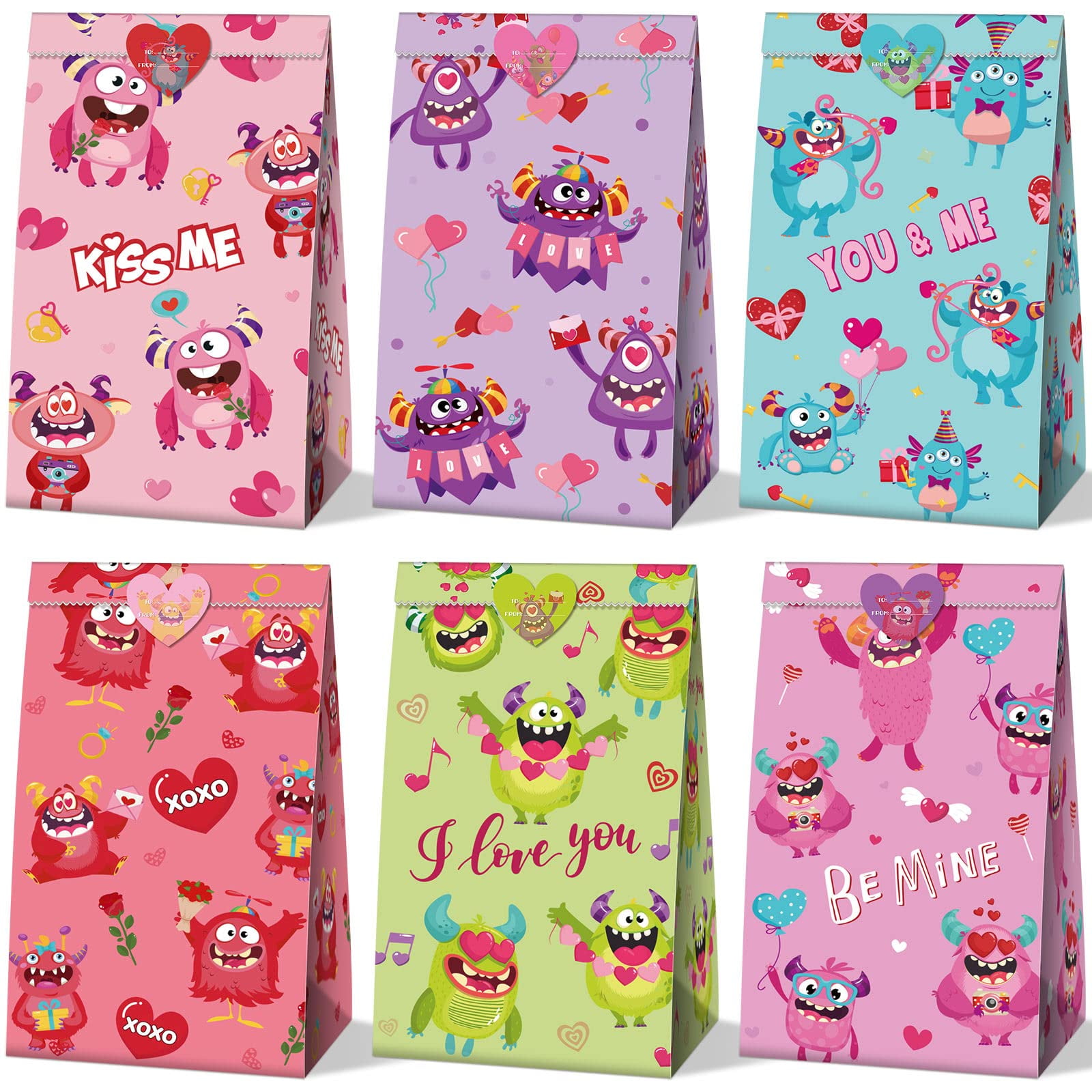 Geyee 72 Pcs Valentines RRF12 Day Party Favor Bags Valentine Love Heart ...