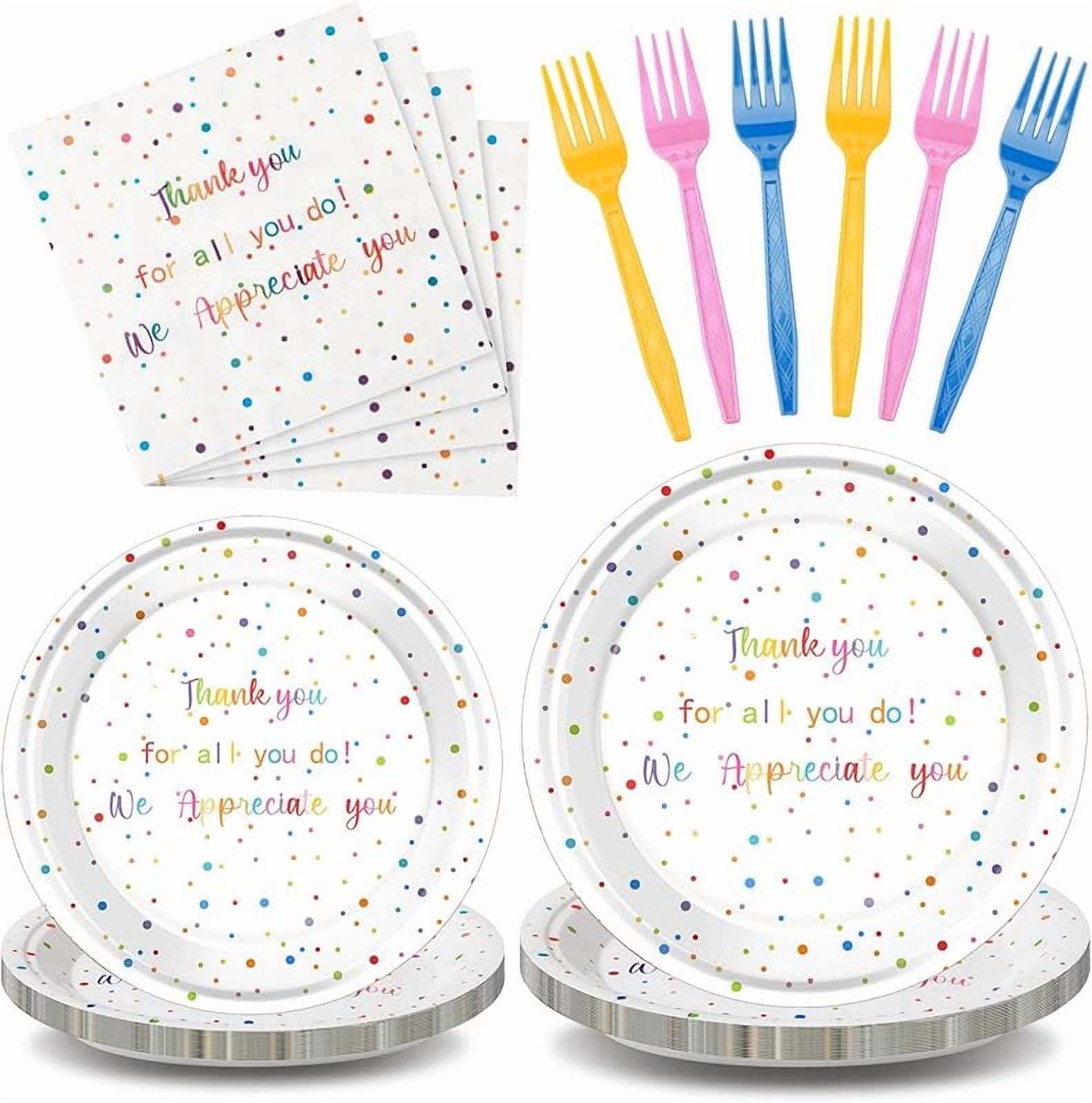 Geyoga 96 Pcs Housekeeping Week Plates and Napkins Thank You Party ...