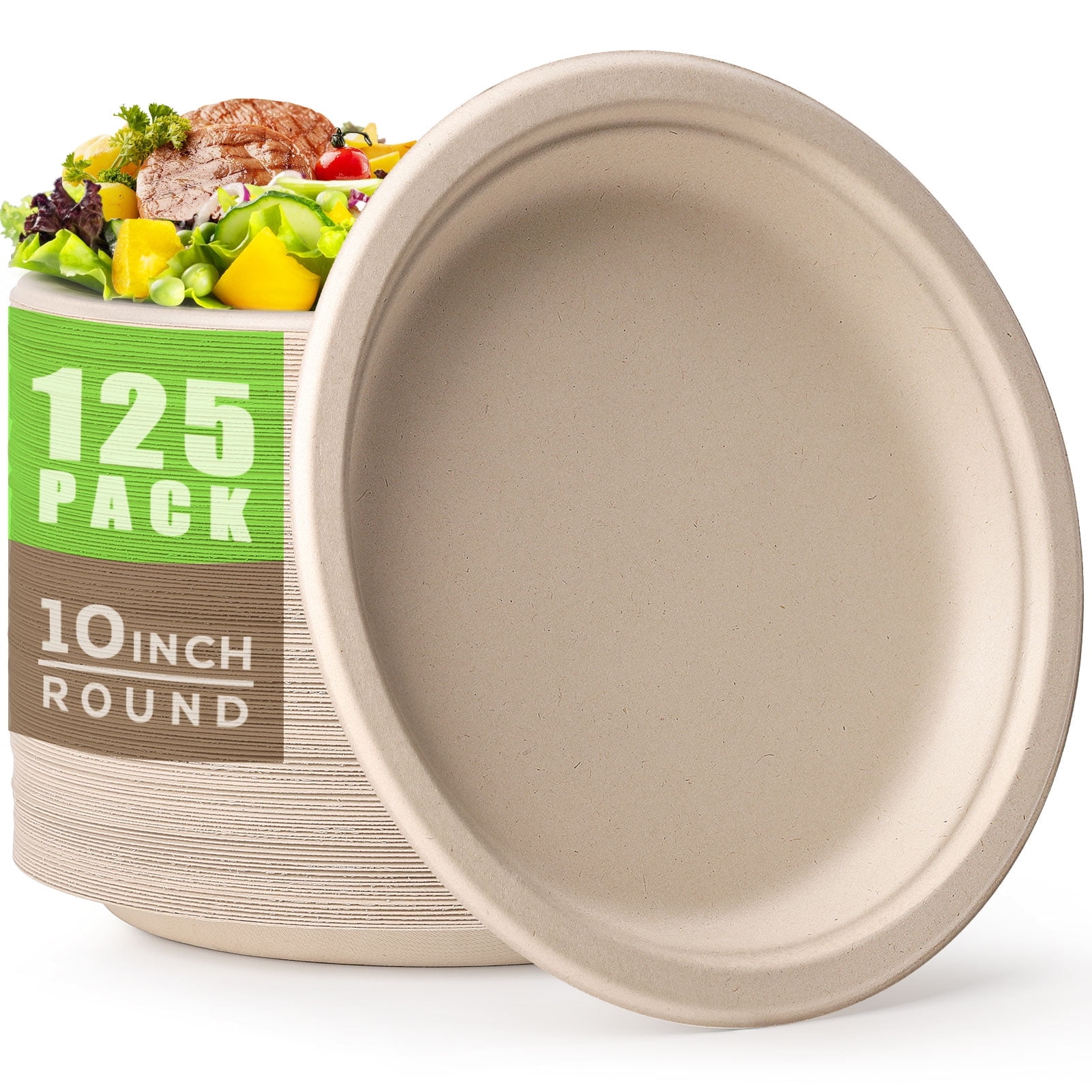Gezond 10-Inch Heavy Duty Disposable Paper Plates, 125 Count - Walmart.com