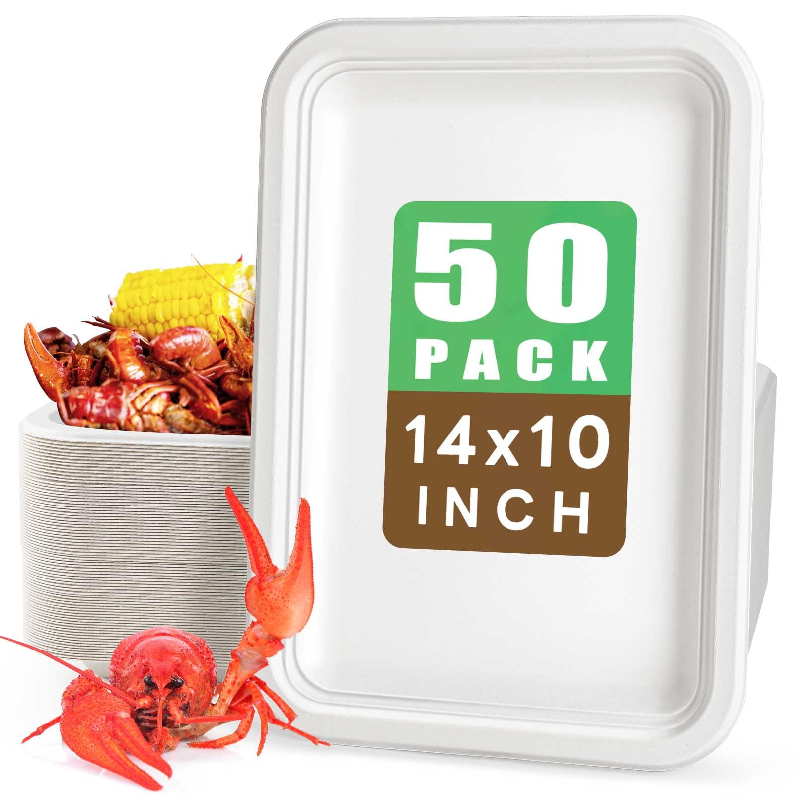 Gezond 50 Pack 14 IEF31 Inch Disposable Food Trays Eco-friendly Heavy ...