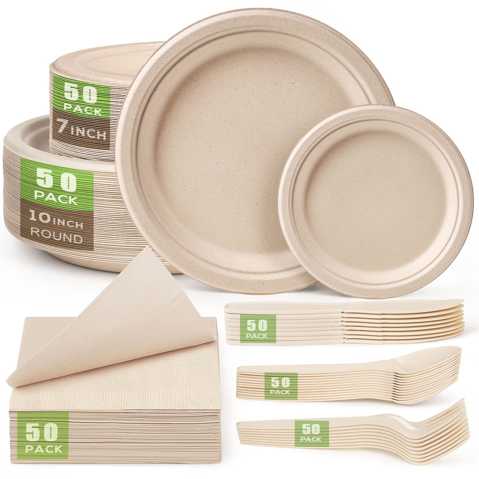 Gezond Compostable Paper Plates DEF29 Set 300 Pieces Disposable Plates ...