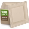 Gezond Compostable Square Plates 6 Inches, 100pcs Disposable Paper ...