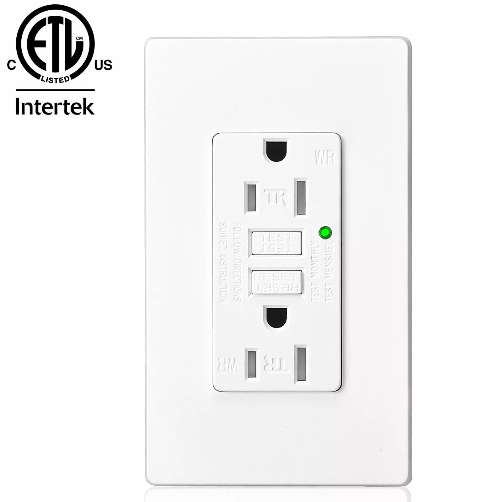 Gfi Gfci Outlet 15 Amp Ground Fault Circuit Interrupter Tr Wr With Wall ...