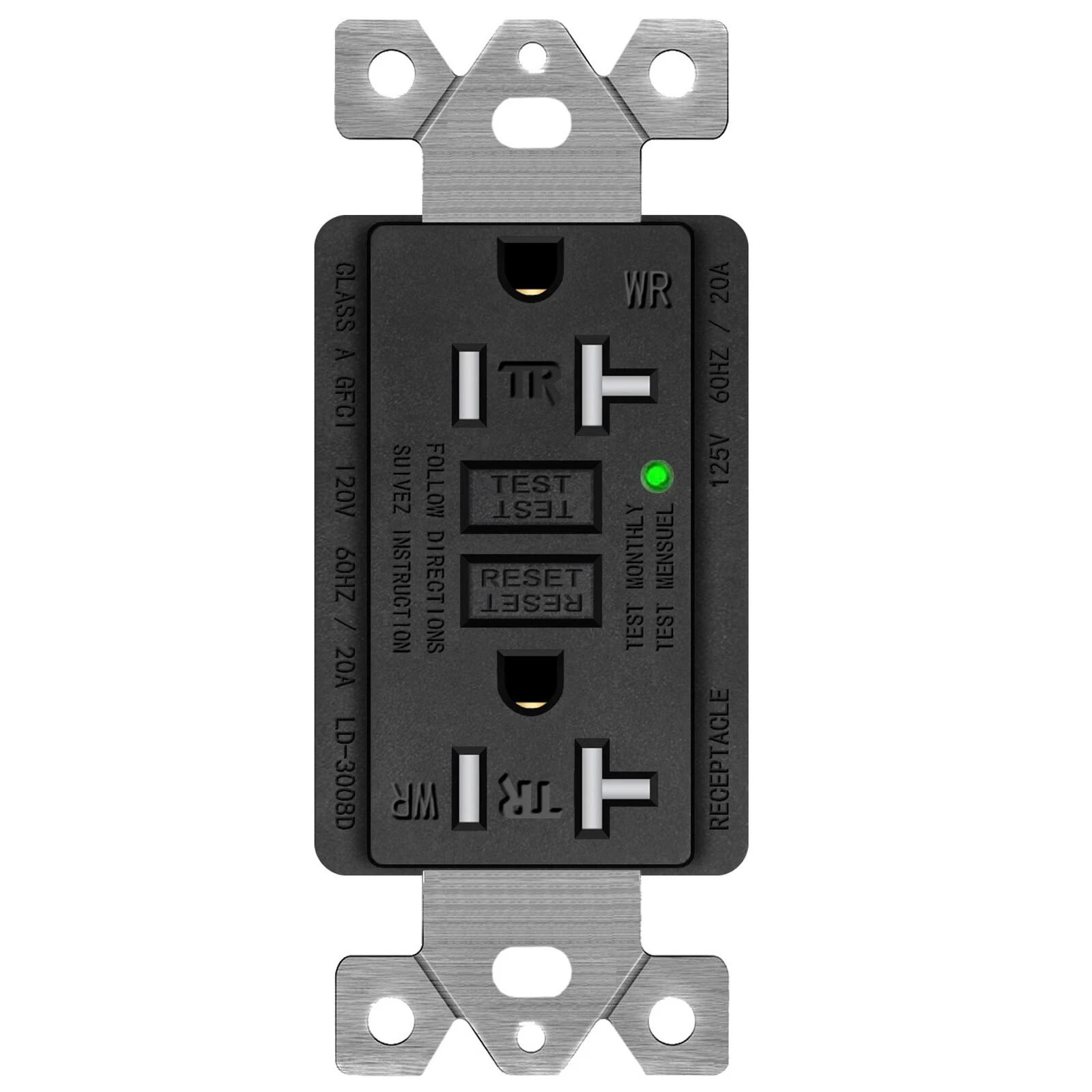 Gfi Gfci Outlet 20 Amp 125V Tamper Resistant Residential Grade For ...