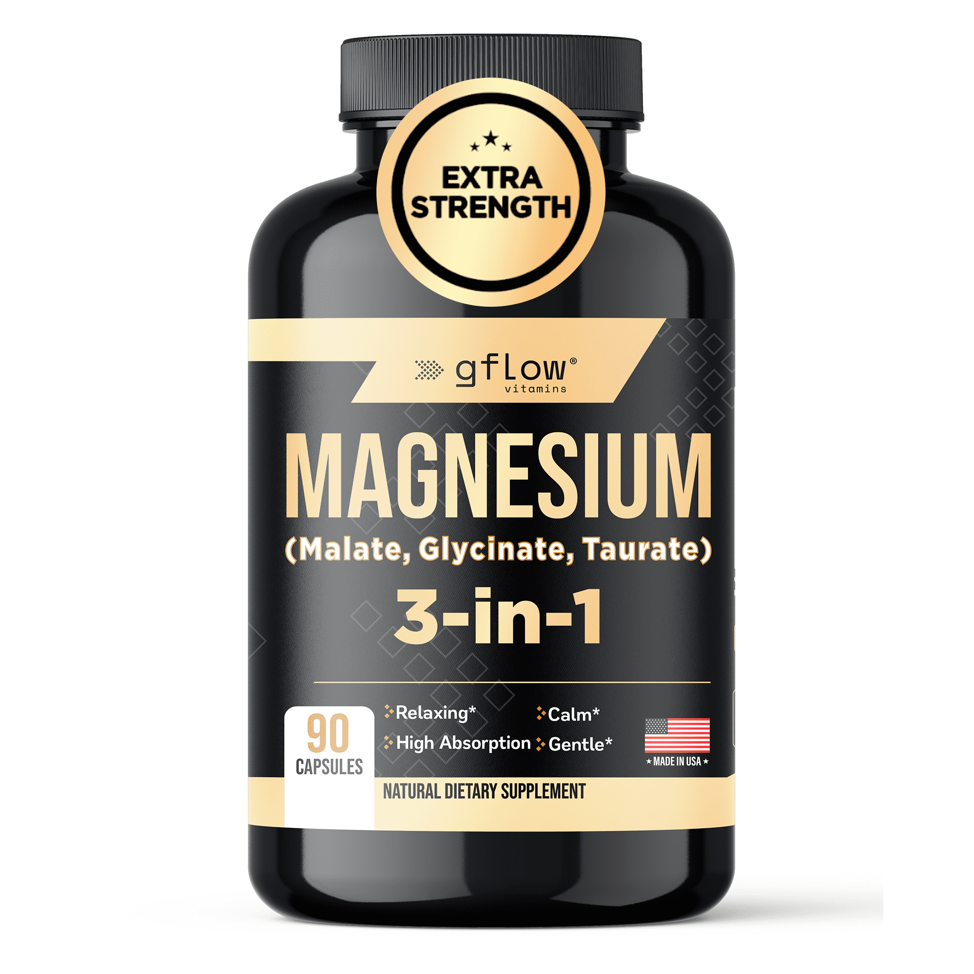 Gflow Vitamins Magnesium 3-in-1 - Magnesium Malate, Glycinate and Oxide ...