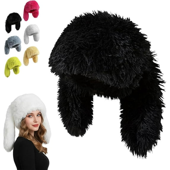 Gfplyw Cute Long Bunny Ear Plush Hat for Women, Soft Fuzzy Rabbit Ear ...