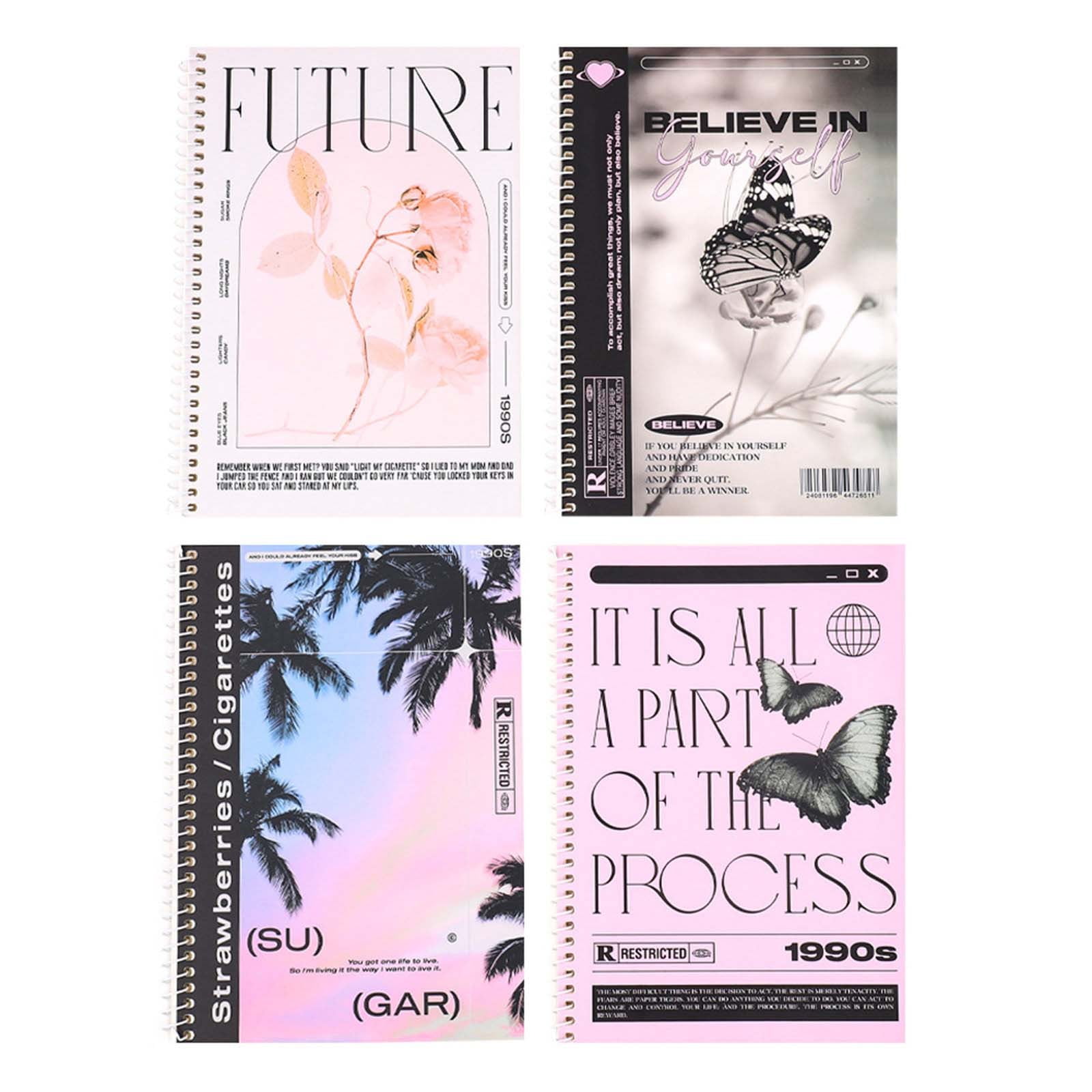 Gfregrj 4 Pack A6 Notebook Journal Wirebound Ruled Sketch Book NotePad ...