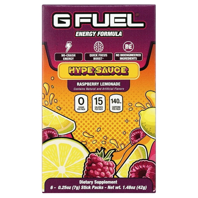 Gfuel Hypesauce Energy Powder Drink Mix, Raspberry Lemonade, Caffeine ...