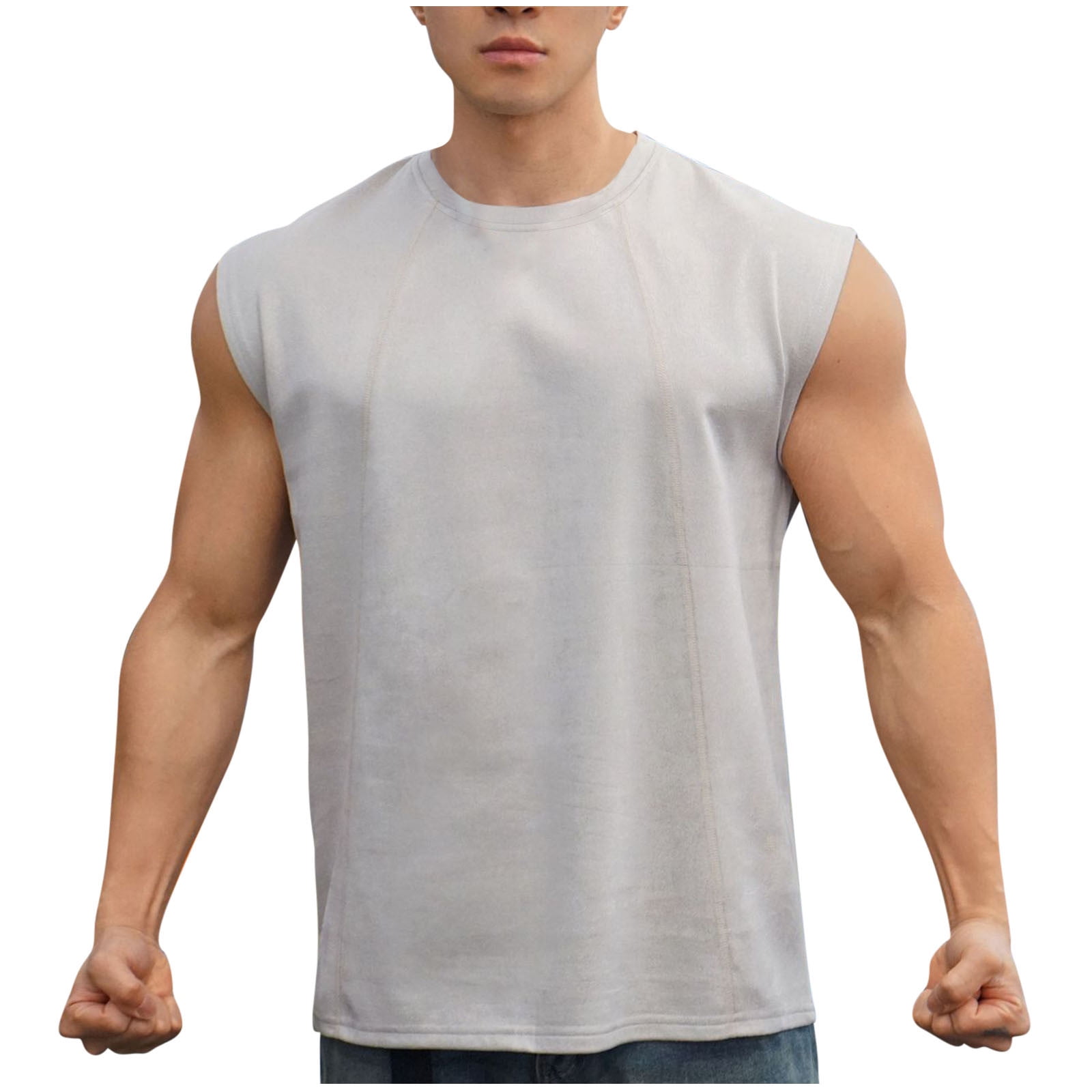 Gfyviroh Mens Gym Tank Tops Patchwork Crew Neck Loose Comfortable Tanks ...