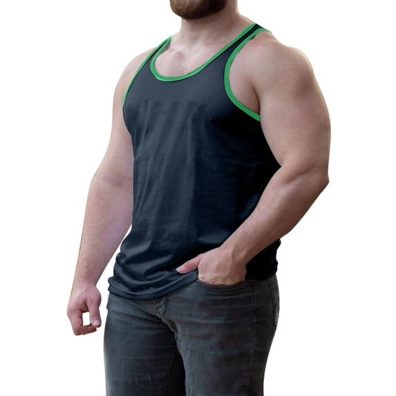 Gfyviroh Mens Muscle Tank Tops Patchwork Mesh Breathable Sleeveless ...