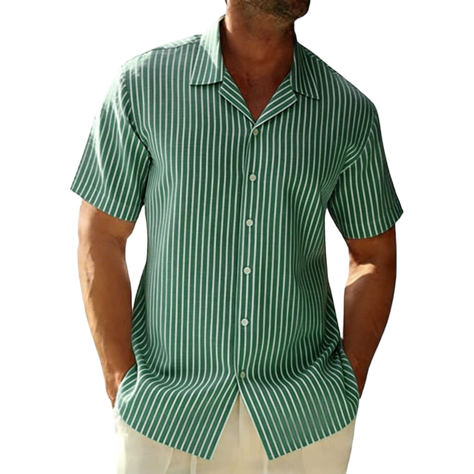 Gfyviroh Mens Stripes Dress Shirts Short Sleeve Lightweight Summer ...