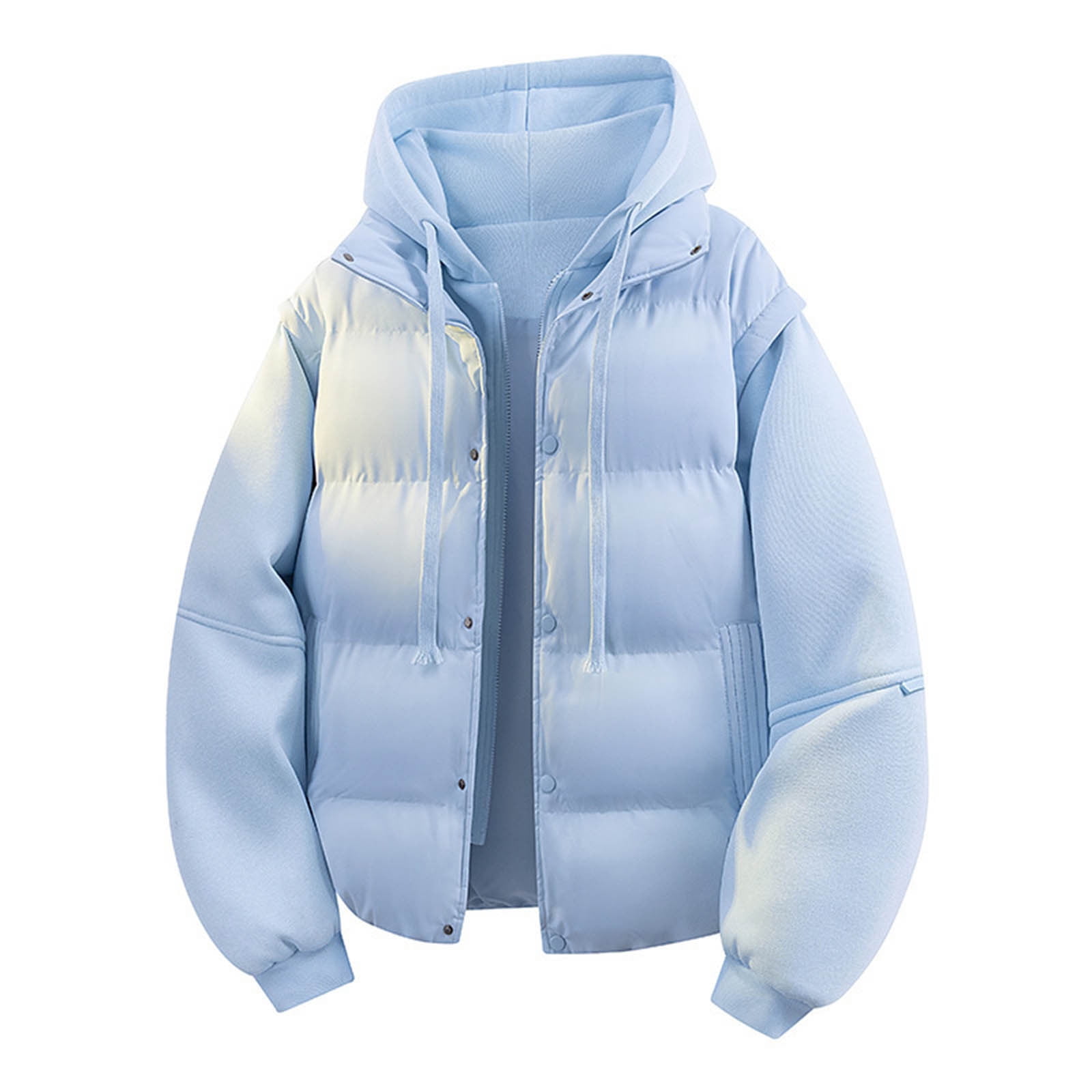 Gfyviroh Puffer Jackets for Men Patchwork Long Sleeve Drawstring Hooded ...
