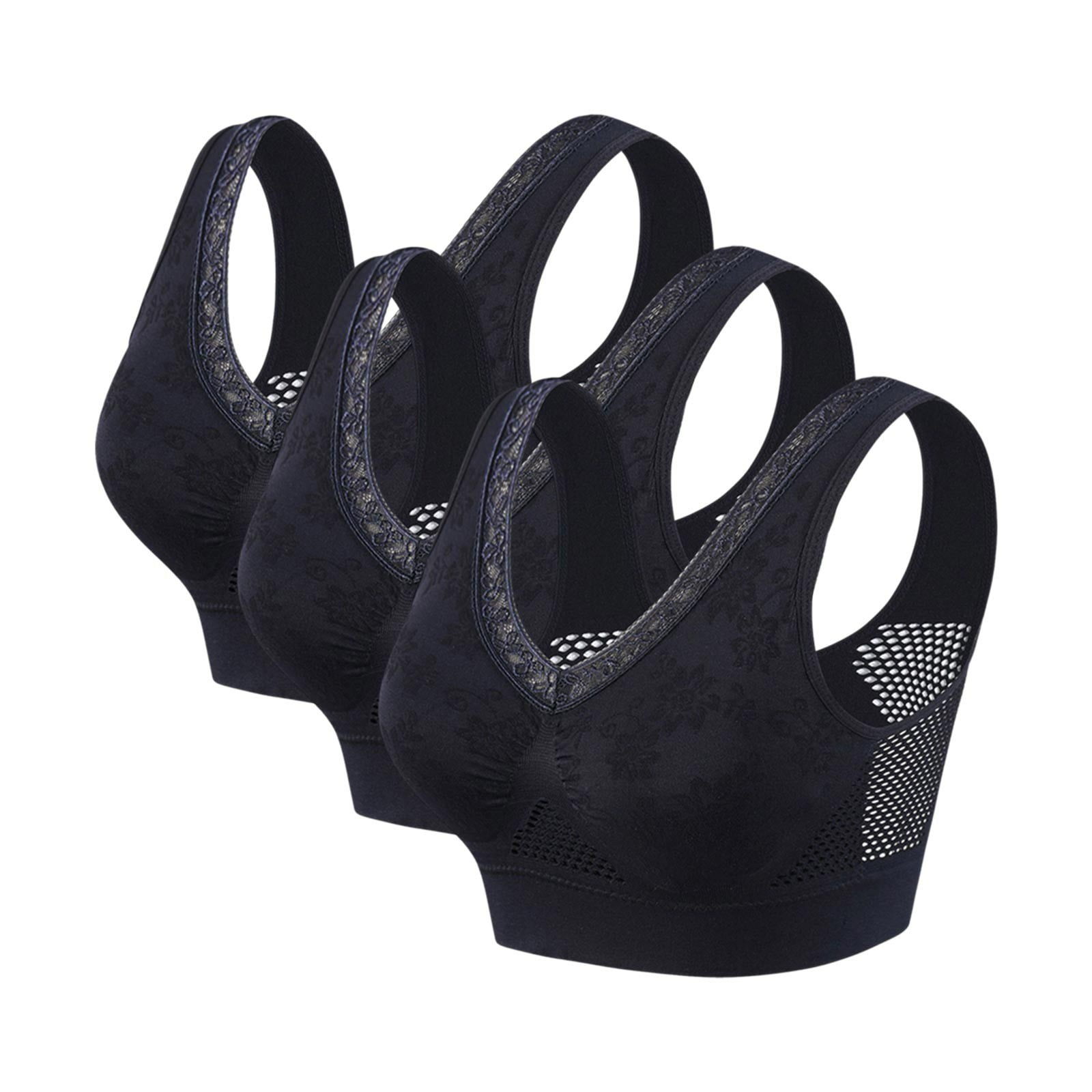 Gfyviroh Senior Womens 3PC Wireless Bras Casual Printing Mesh ...