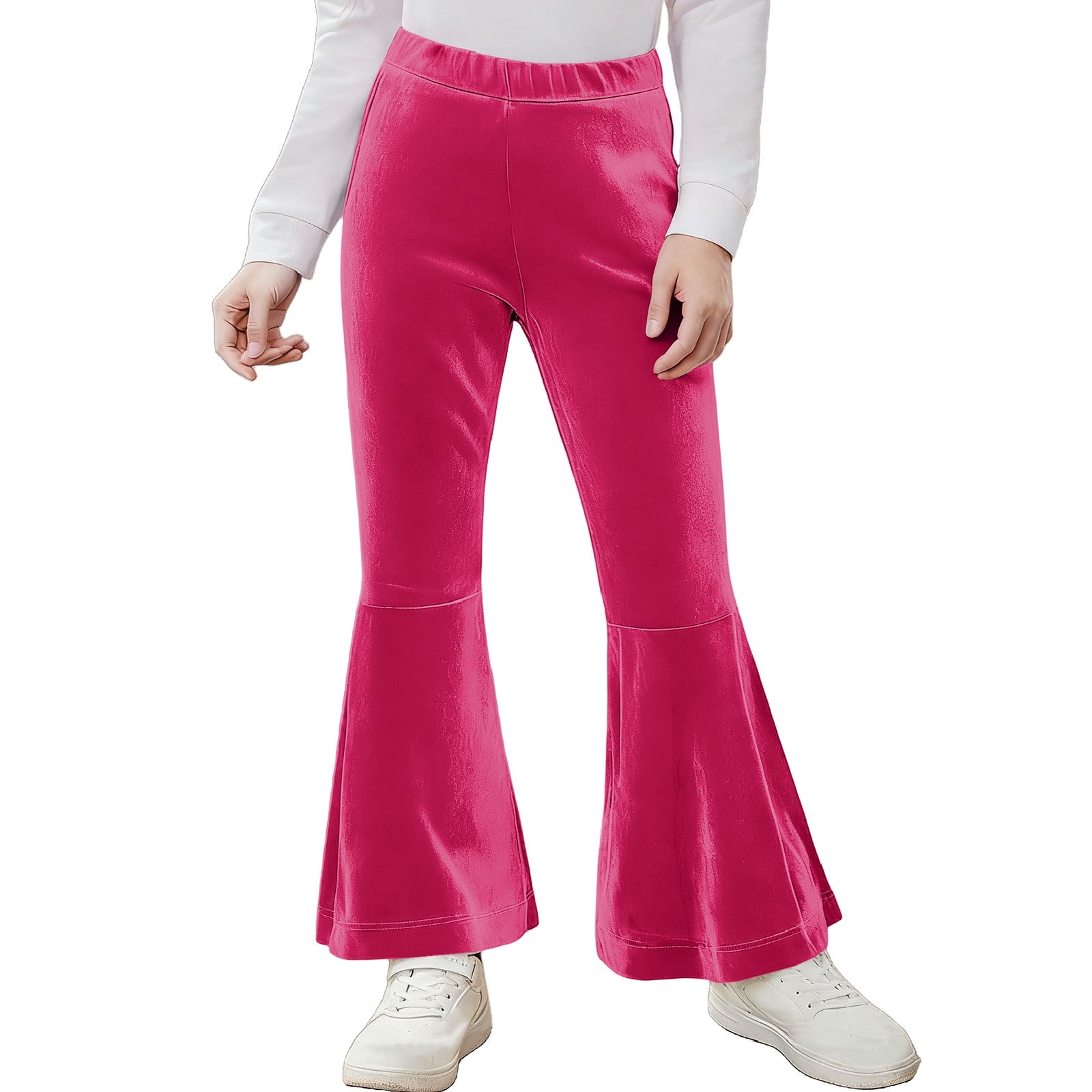 Gfyviroh Toddler Girls Pants Soft Fleece Flared Trousers Solid Slim Fit ...