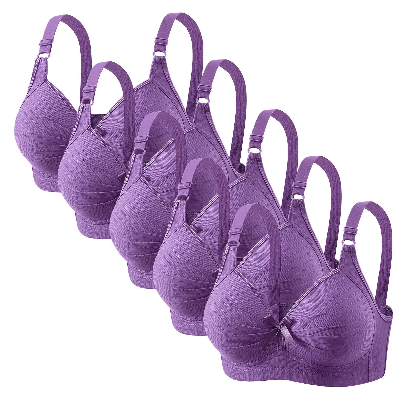 Gfyviron Womens Bras 5 Pack Plus Size Pleated Wireless Breathable Bras ...