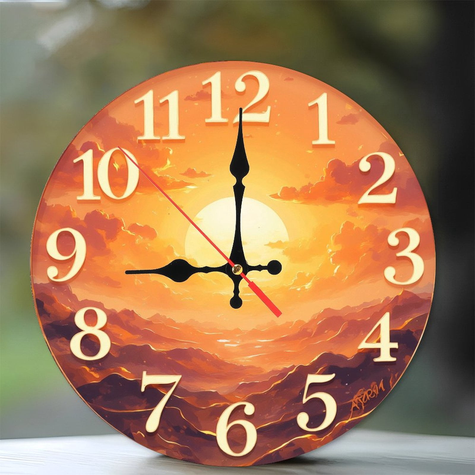 Gg001_00457_ 10-Inch Silent Wooden Wall Clock, Battery Operated (AA ...