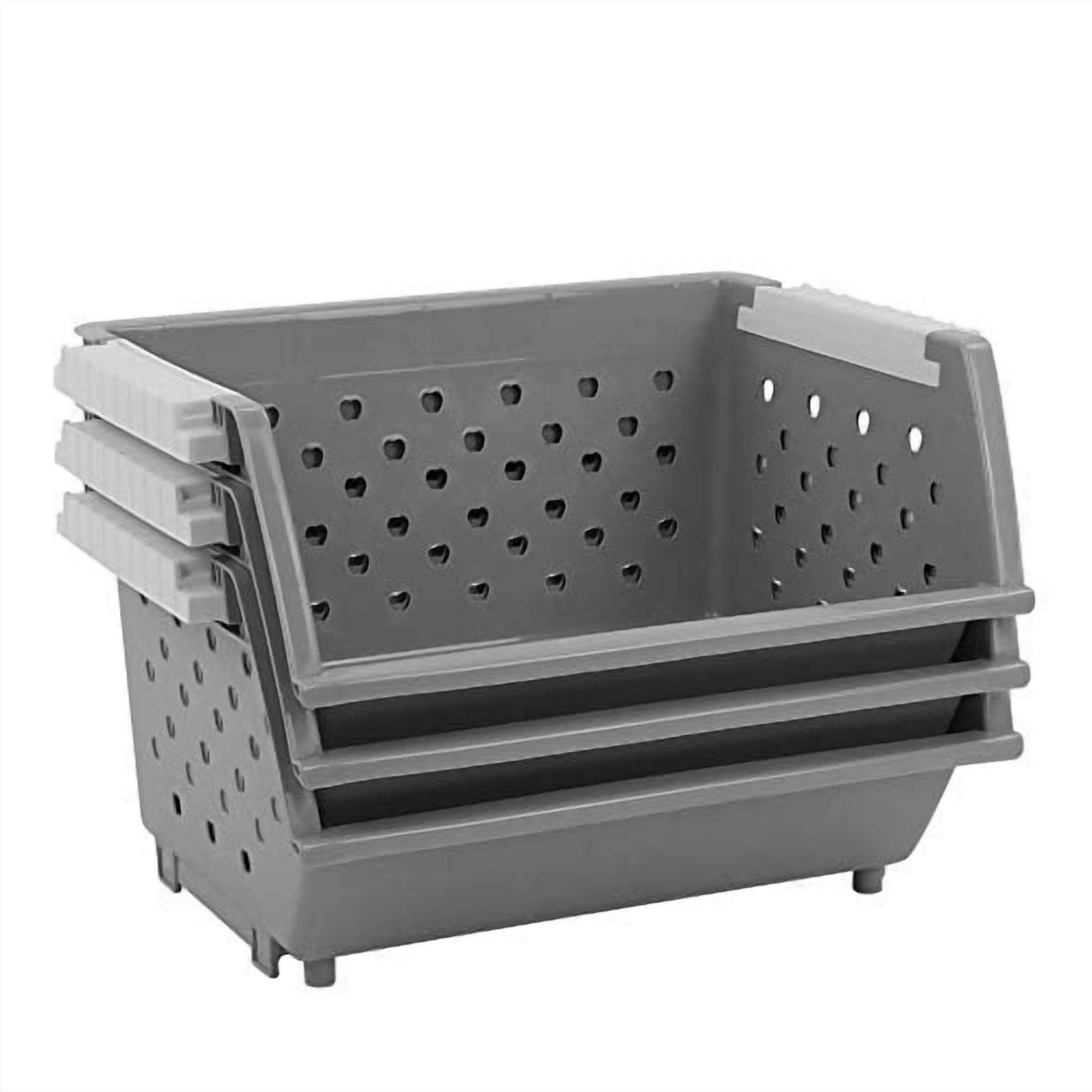 Ggbin 3 Tier Stackable Storage Baskets, Plastic Stacking Open Front ...
