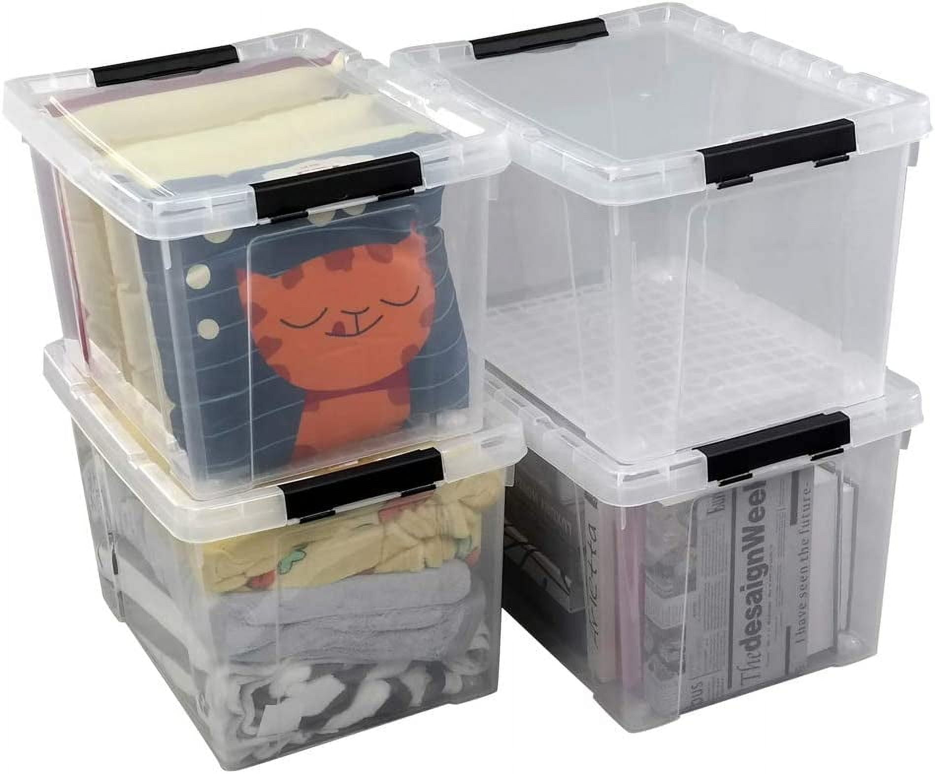 Ggbin 4 Packs 50 Quart Plastic Container Bin with Lids, Latching ...