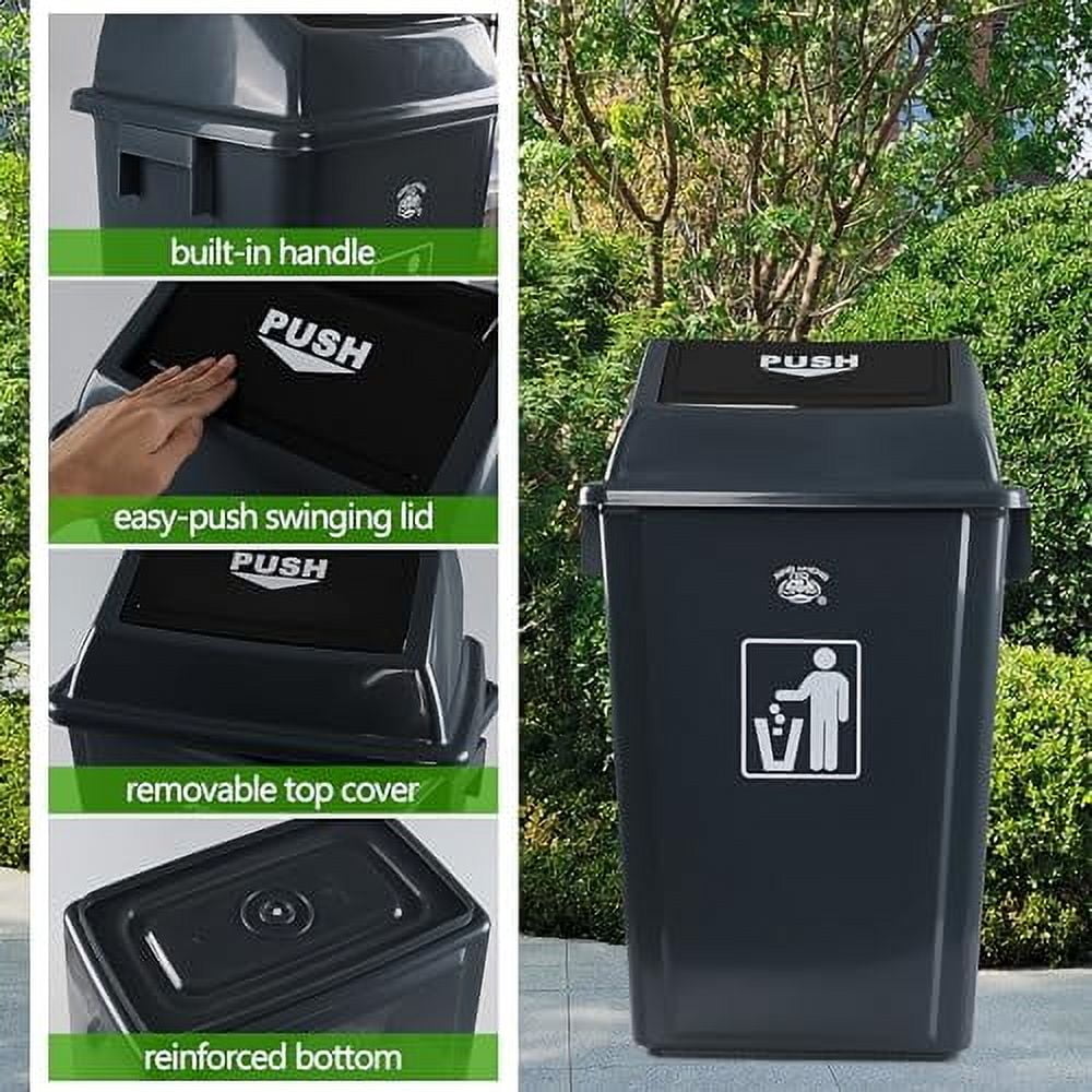 Ggbin 4 Packs Large Garbage Bin with Swing Lid, 18 Gallon Grey Plastic ...