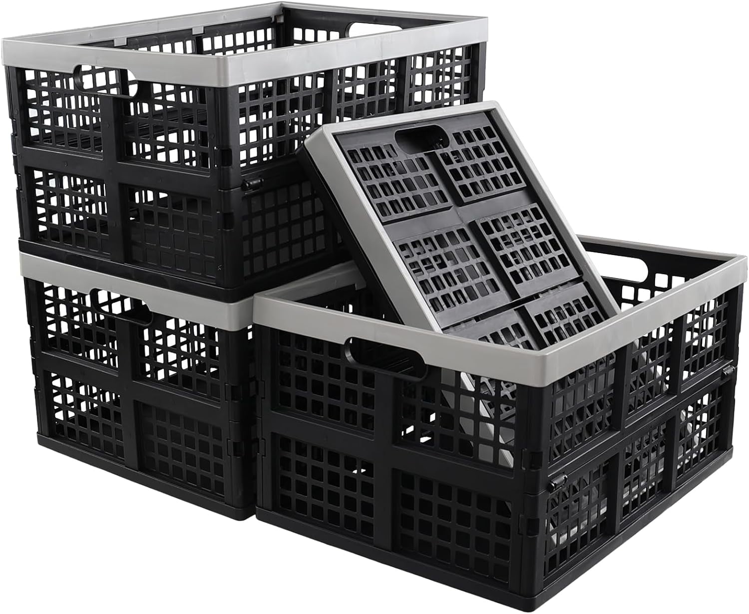 Ggbin 42 Liter Collapsible Storage Crates, Large Black Plastic ...