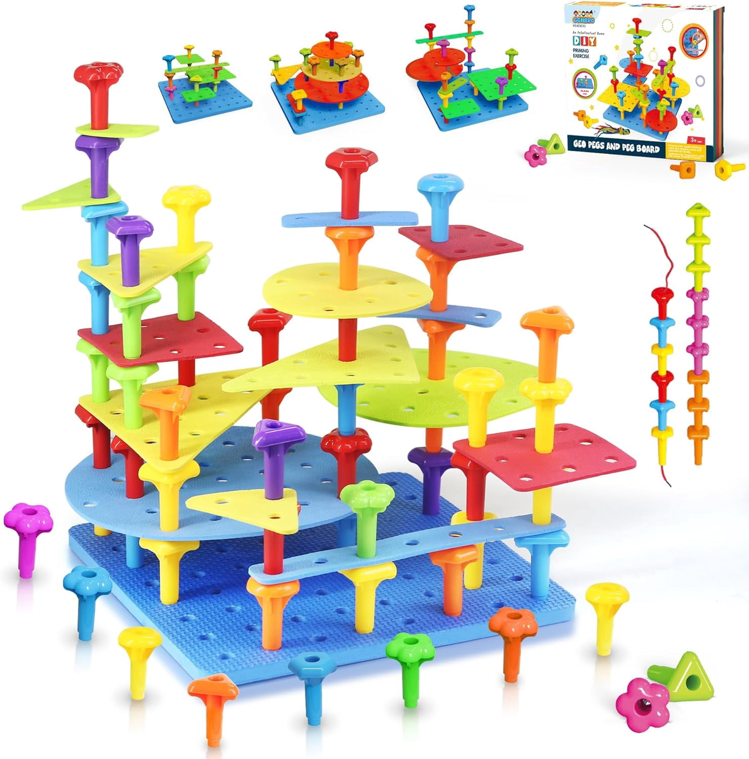 Ggiibro Peg Board Set STEM Toys for Toddlers Ages 3-6 | Montessori ...