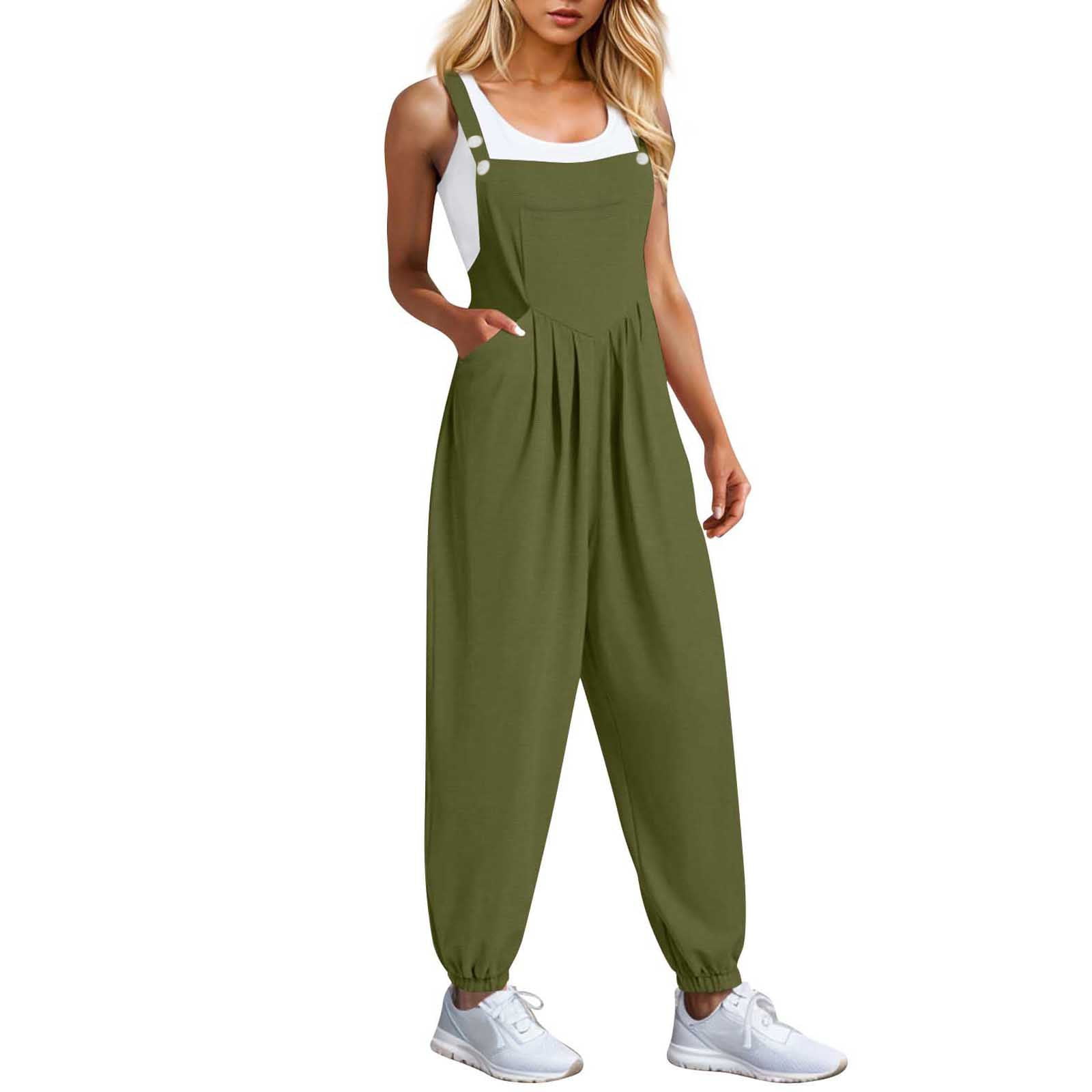 Gglogagt Womens Overalls Casual Wide Leg Jumpsuits Bib Summer Rompers ...