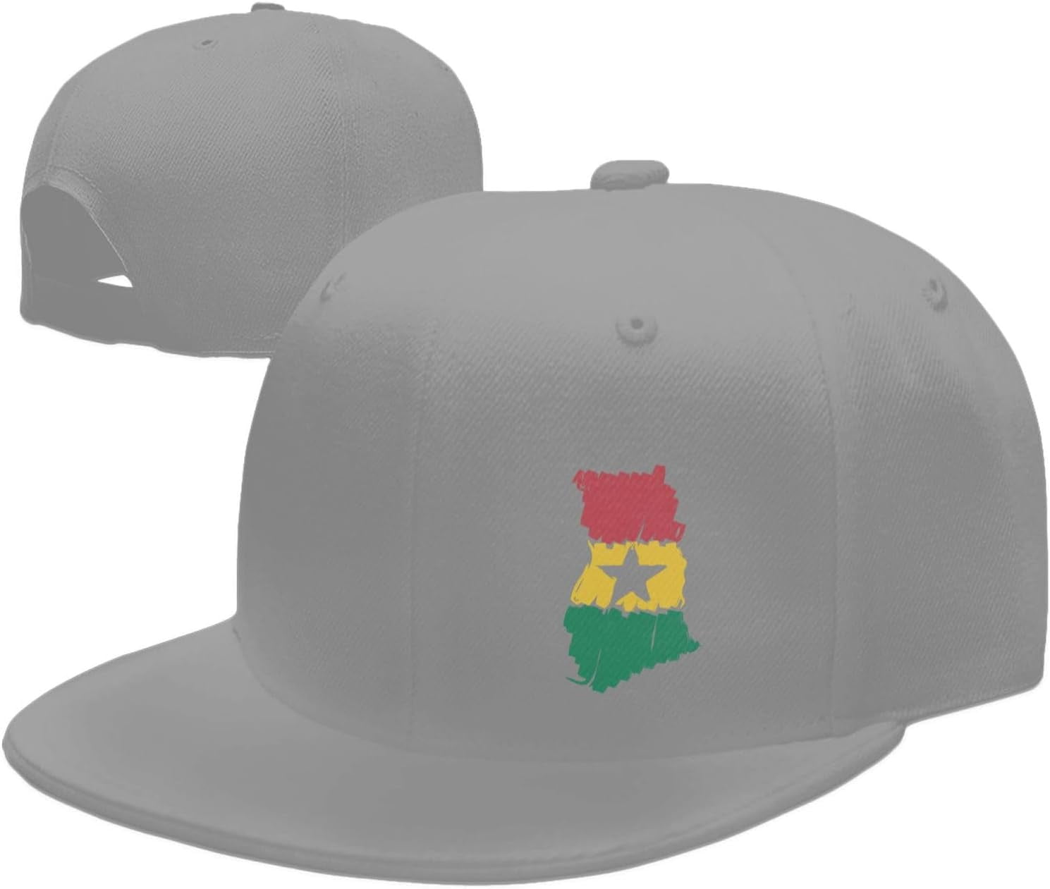 Ghana Flag Map Hats for Men Black Hat Flat Bill Mens Sun Hats Cool ...