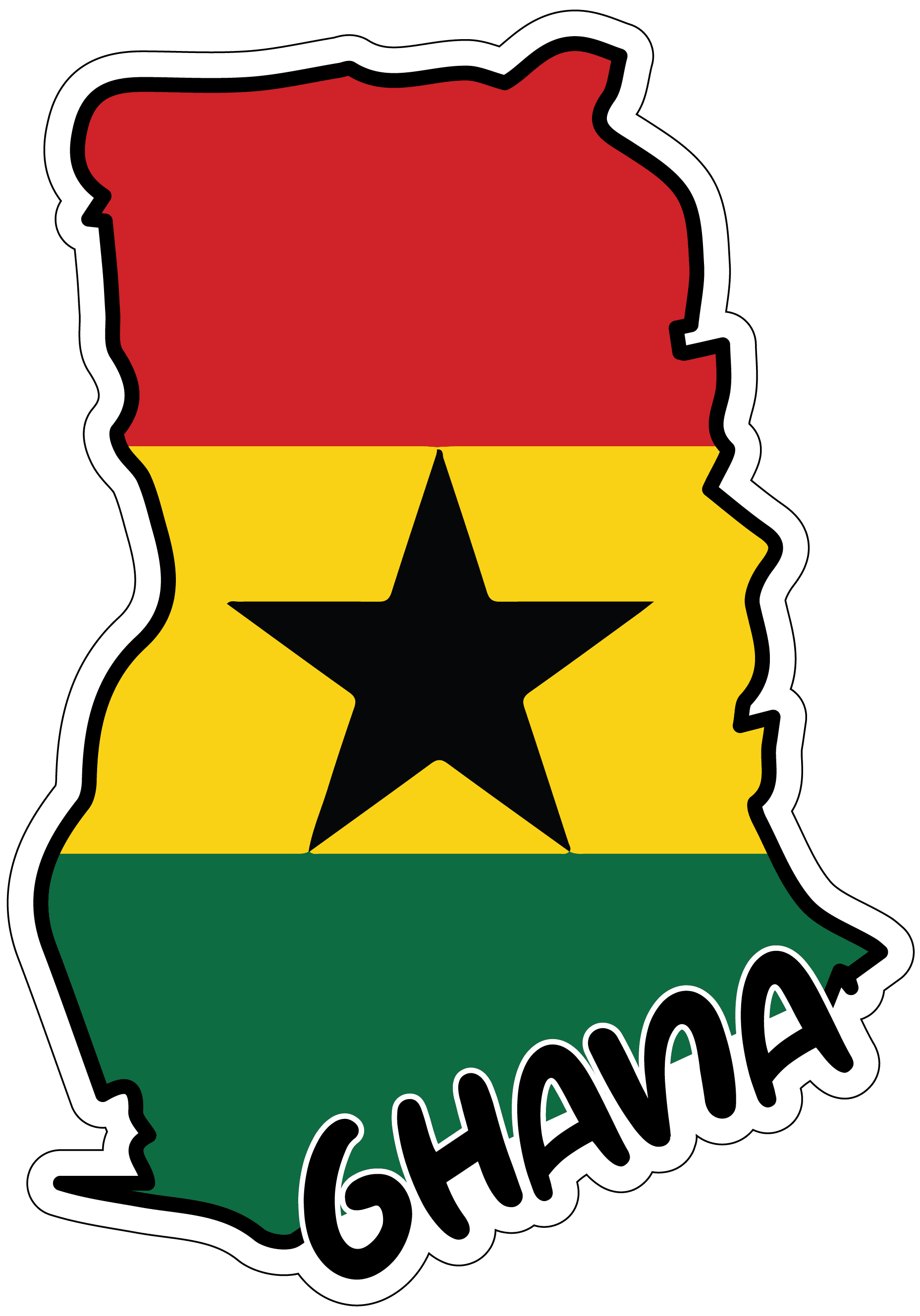 Ghana Map Flag Sticker Decal / Republic of Ghana / Freedom and Justice ...