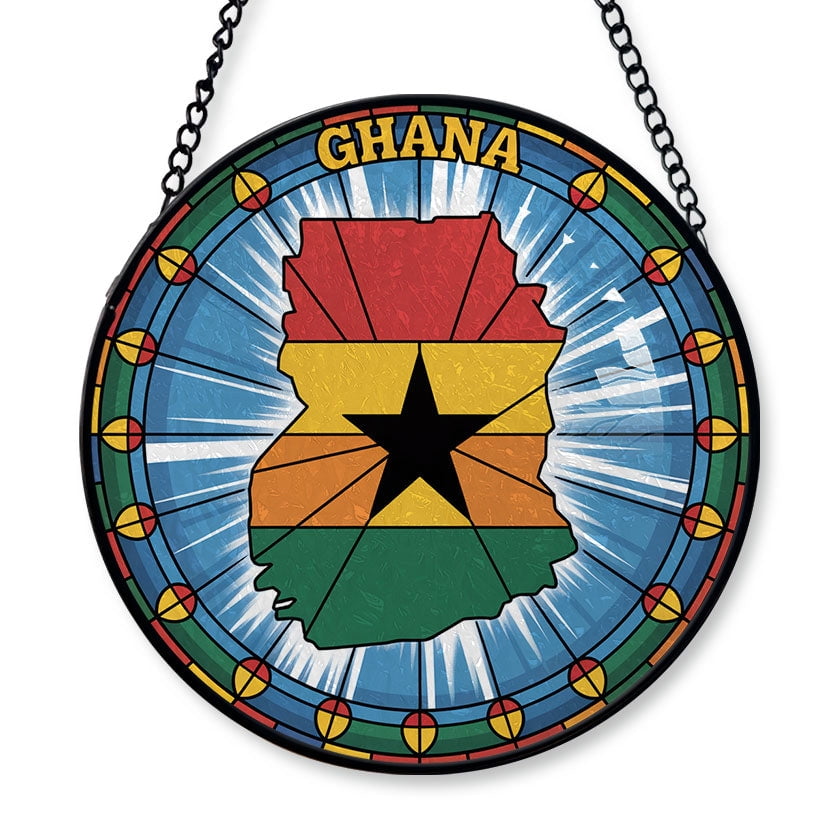 Ghana Travel Decor Suncatcher Stained Glass Window Hanging, Gift for ...