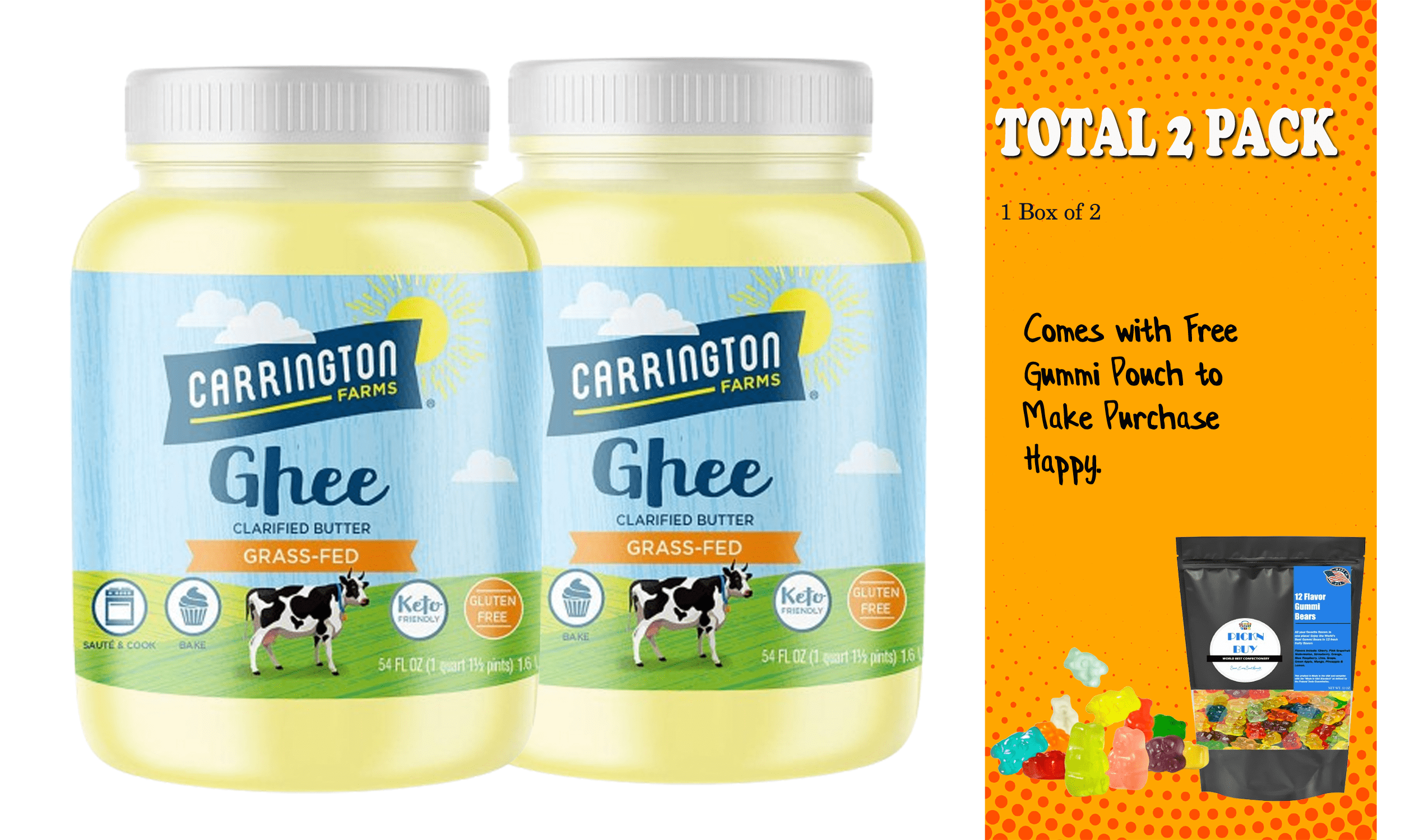 Ghee by Carrington Farms, 54oz. 2PK, Free PICKN BUY Gummies - Walmart.com