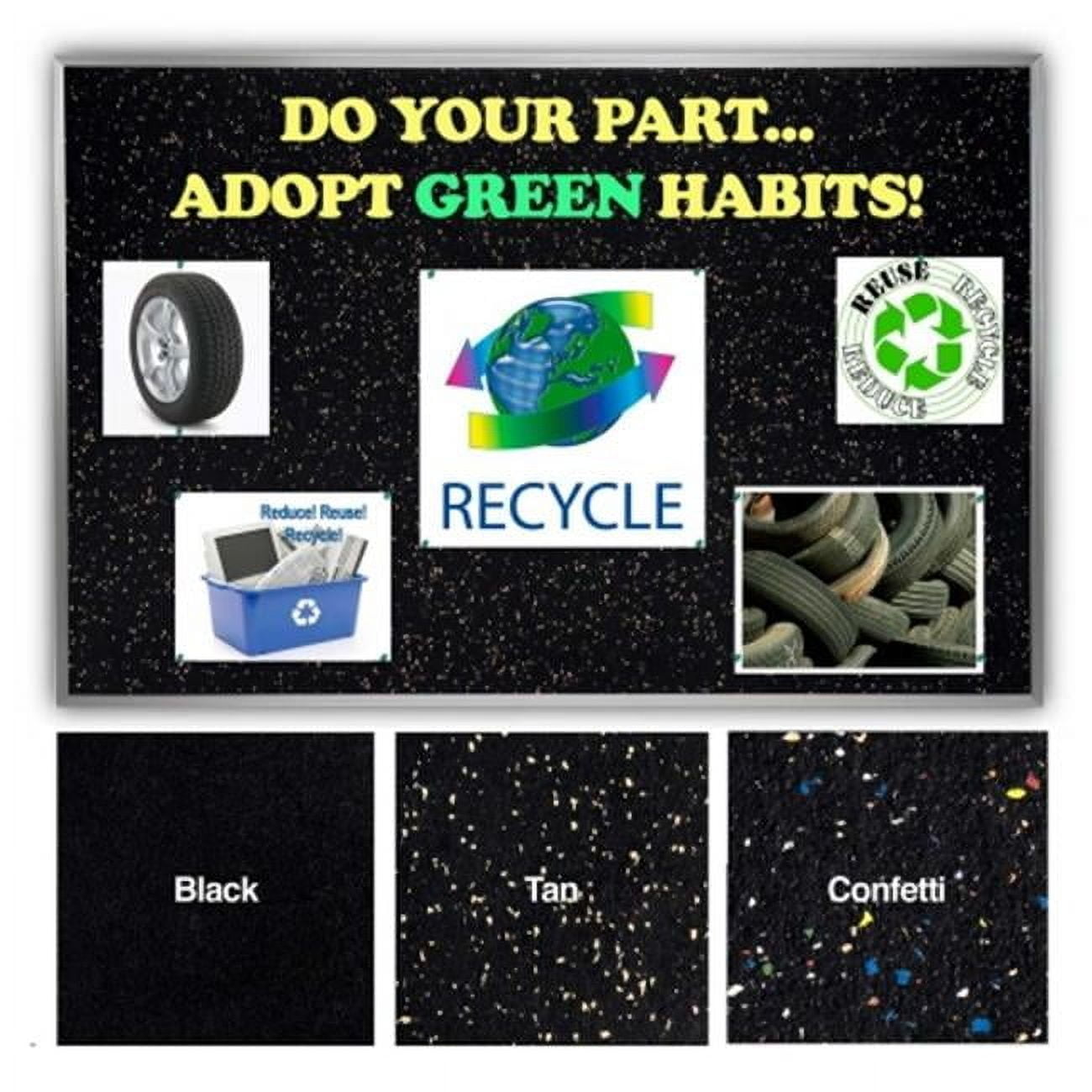 Ghent 3 ft. x 4 ft. Aluminum Frame Recycled Rubber Tackboard - Black ...