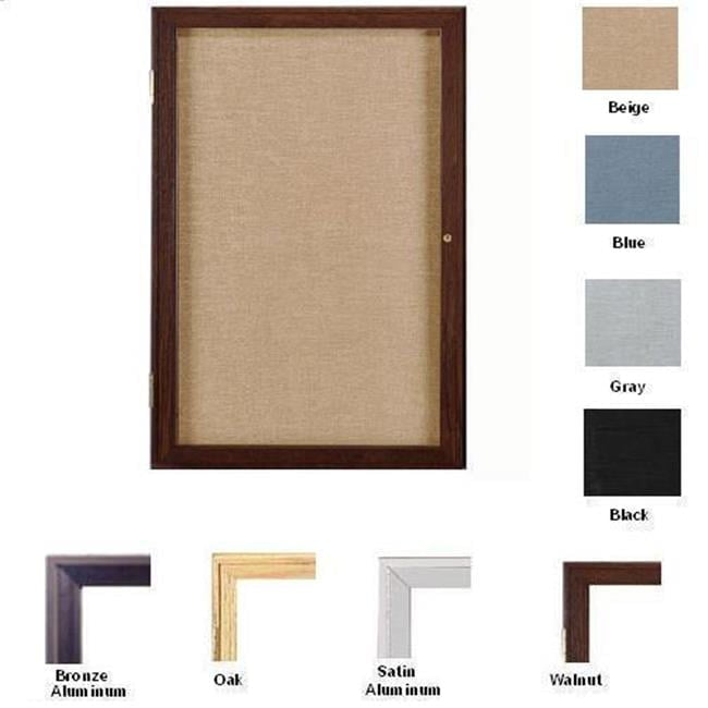 Ghent 36 in. x 36 in. 1-Door Oak Wood Frame Enclosed Fabric Tackboard ...