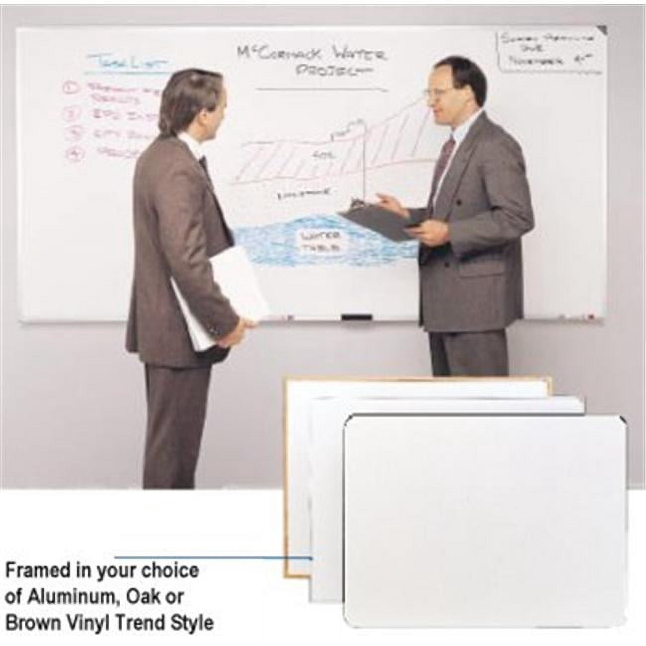 Ghent 4 ft. x 5 ft. Aluminum Frame Melamine Markerboard .25 in. Backing ...