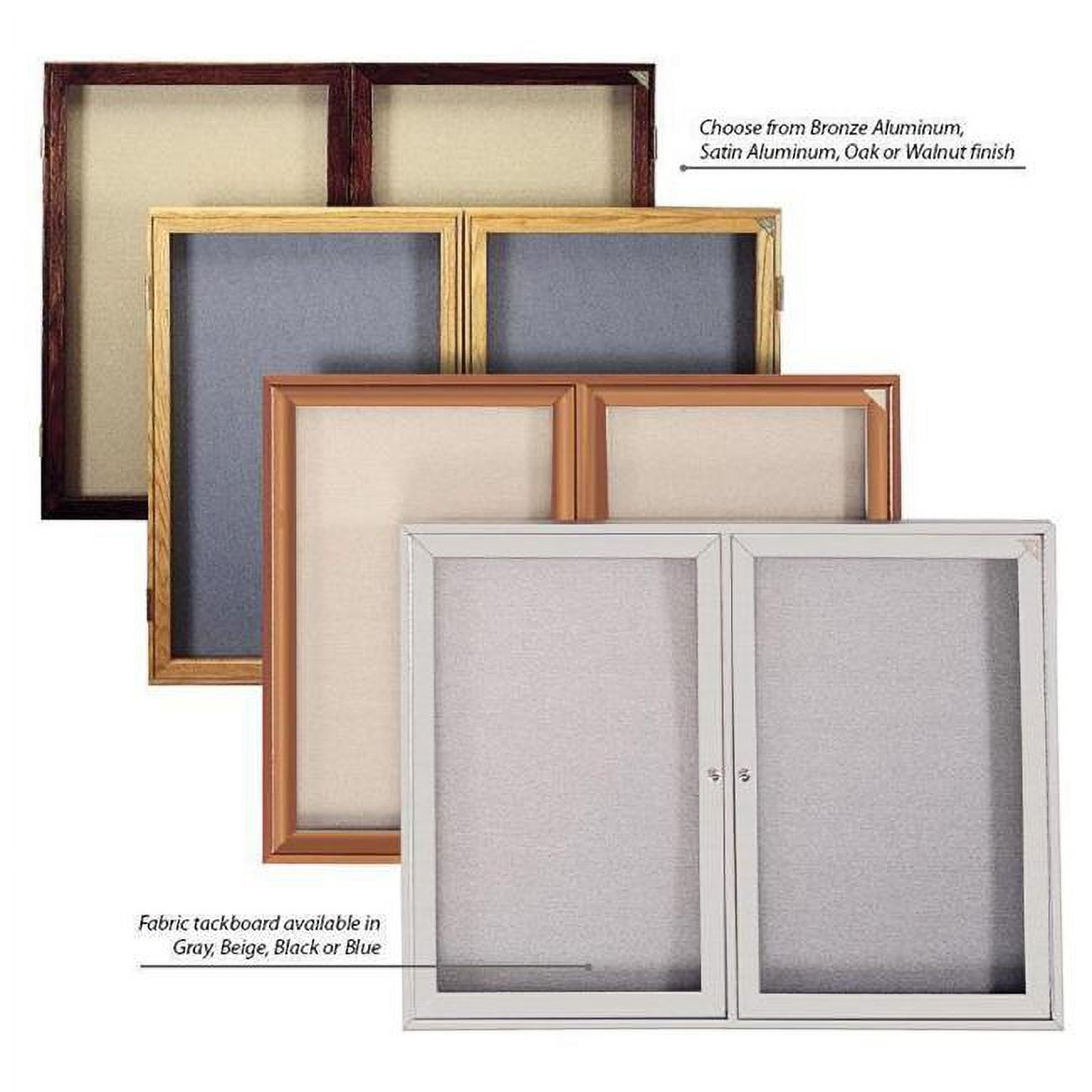 Ghent 48 in. x 60 in. 2-Door Oak Wood Frame Enclosed Fabric Tackboard ...