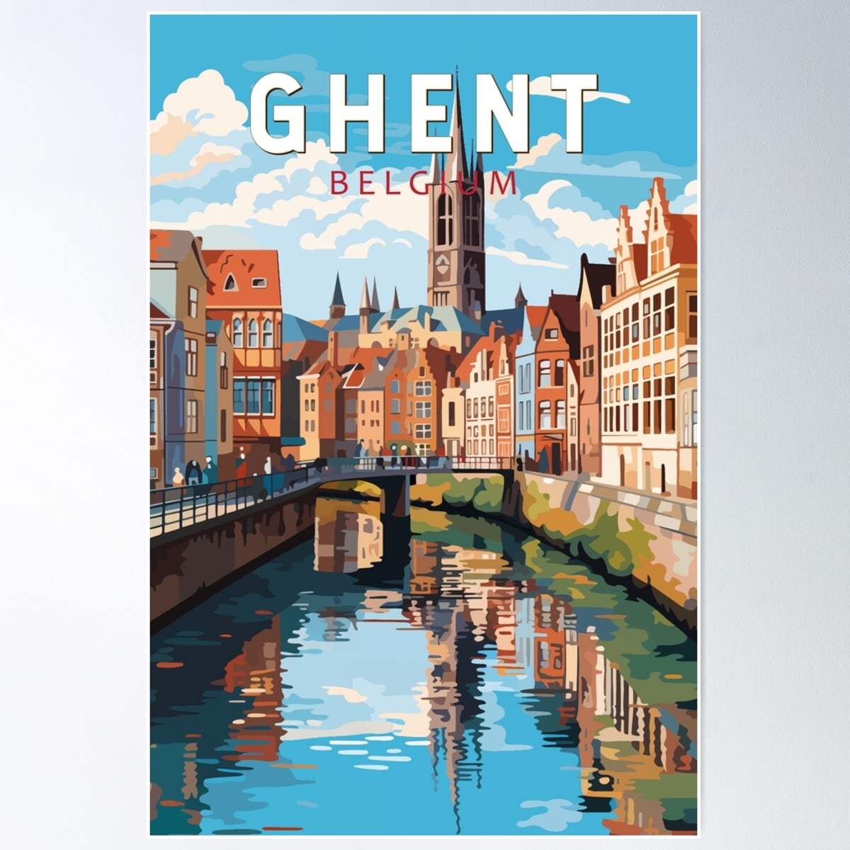 Ghent Belgium Travel Art Vintage Poster Wall Art, Modern Wall Decor For ...