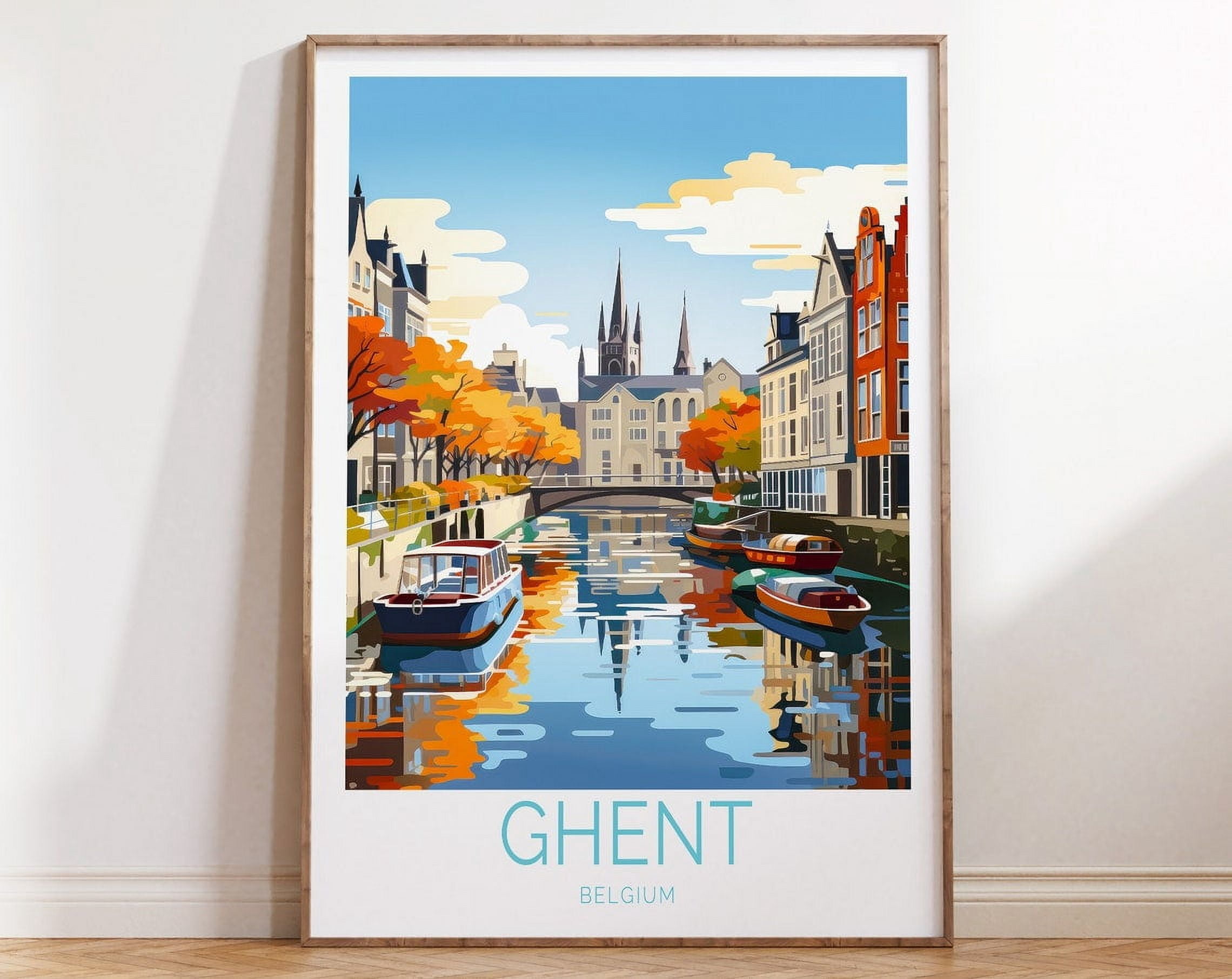 Ghent Belgium Travel Poster, Ghent Belgium Poster, Ghent Belgium Travel ...