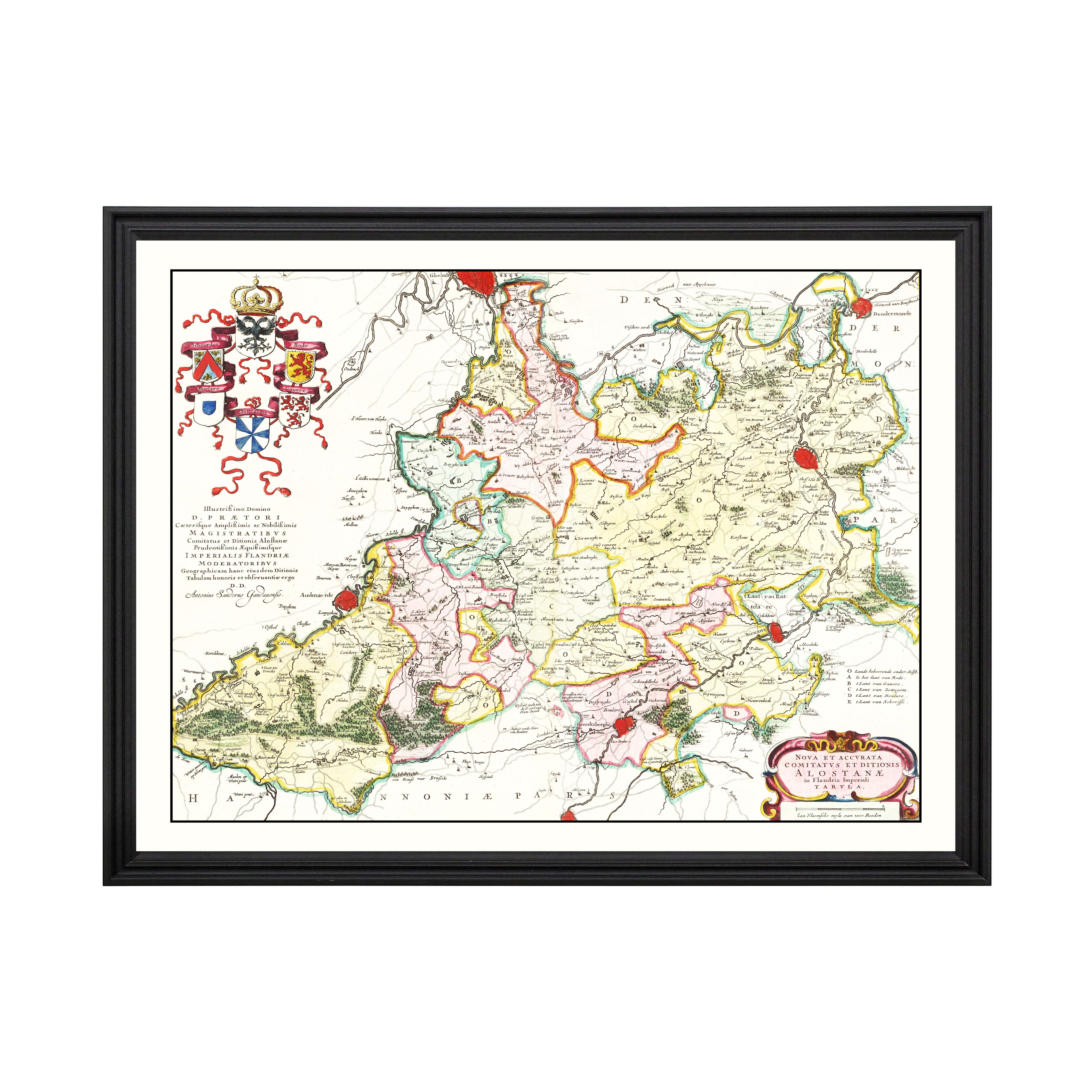 Ghent Region Belgium Art, 1665 Vintage Map of Ghent Region Belgium ...