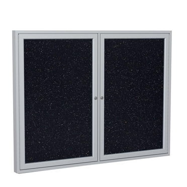 36 in. x 48 in. 2-Door Satin Aluminum Frame Enclosed Vinyl Tackboard ...