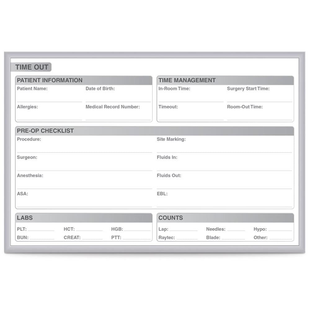 Ghent's Vinyl 18" x 24" Hospital OR Timeout Mag. Whiteboard in Gray ...