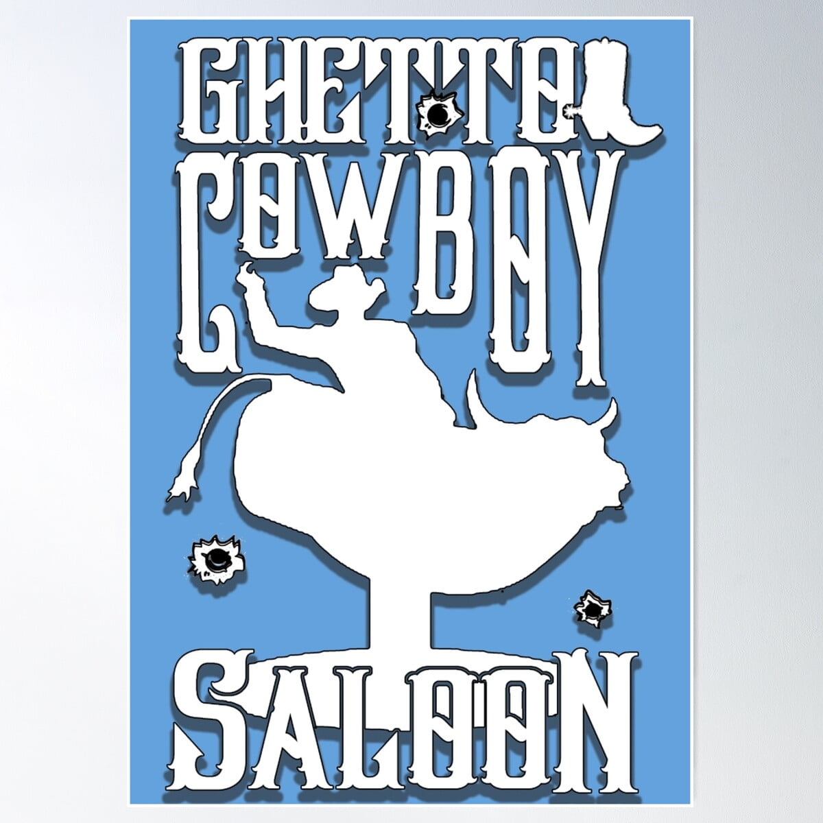 Ghetto Cowboy Saloon Boot Graphic Poster Wall Art, Modern Wall Decor ...