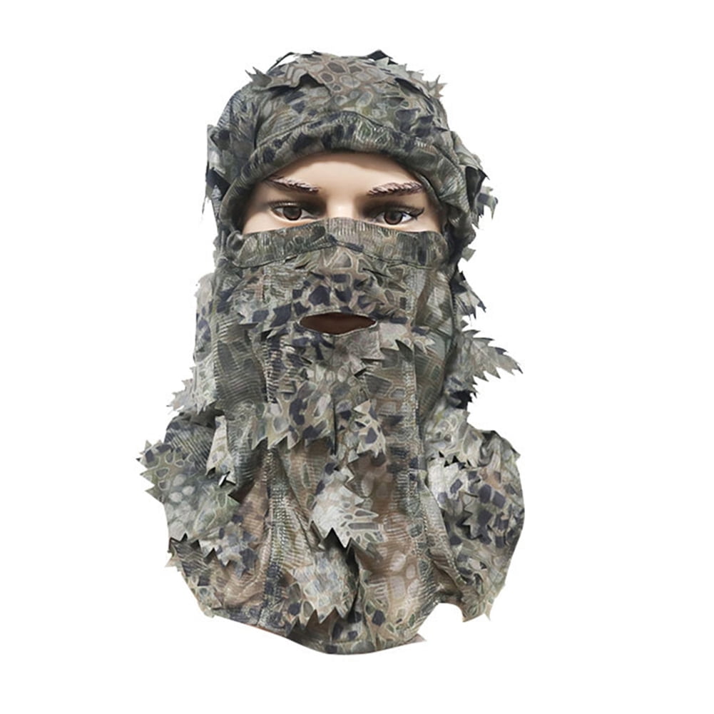 Ghillie Face Covering, 3D Full Face Mask, Camouflage Leafy Hat for ...
