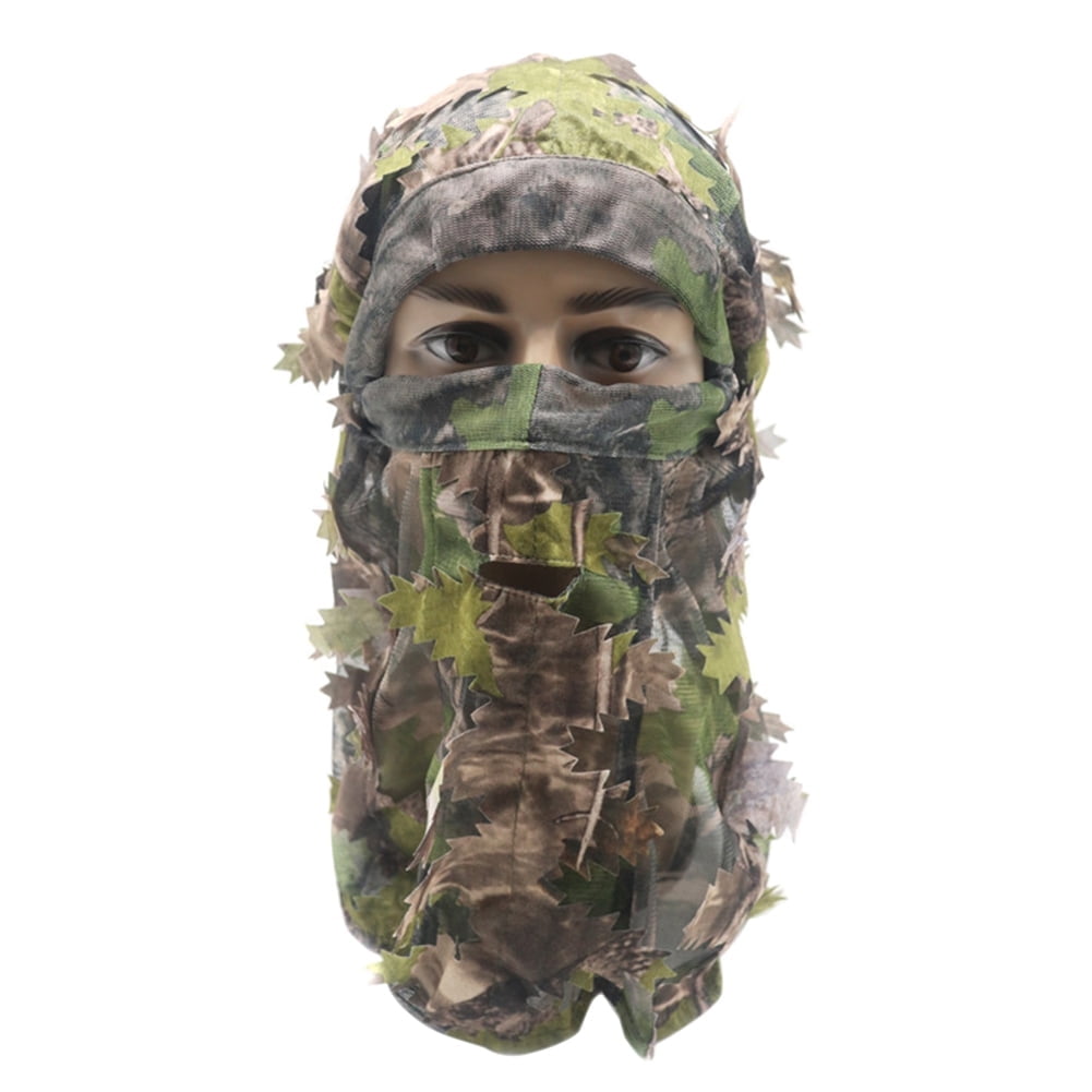 Ghillie Face Covering, 3D Full Face Mask, Camouflage Leafy Hat for ...