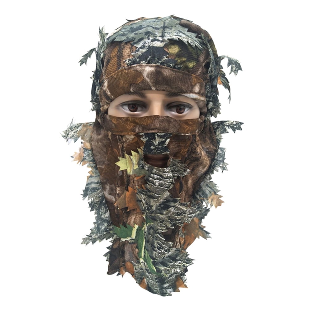 Ghillie Face Covering, 3D Full Face Mask, Camouflage Leafy Hat for ...