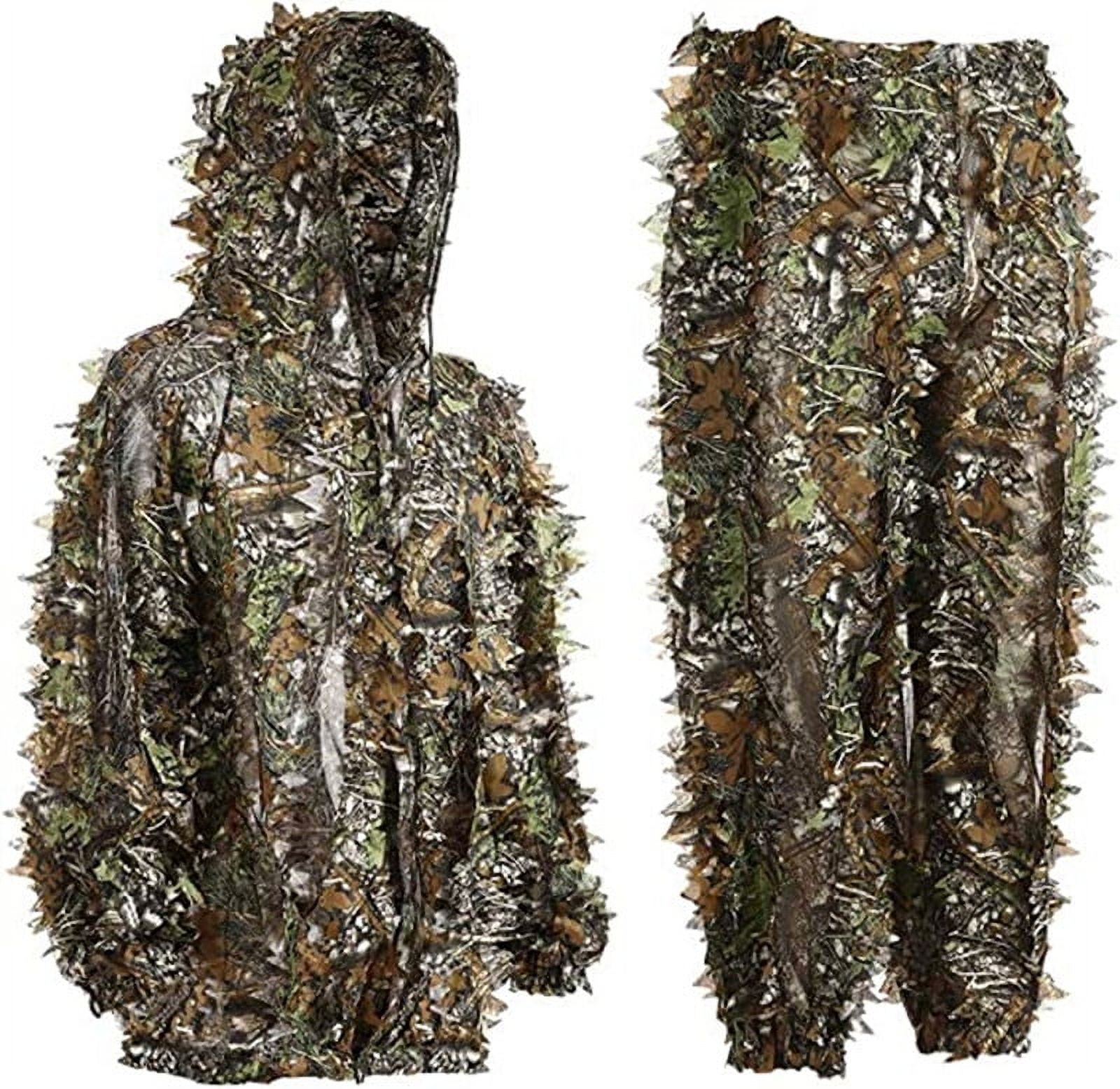 Ghillie Suit Camouflage Hunting Suits Outdoor 3D Leaf Lifelike Camo ...