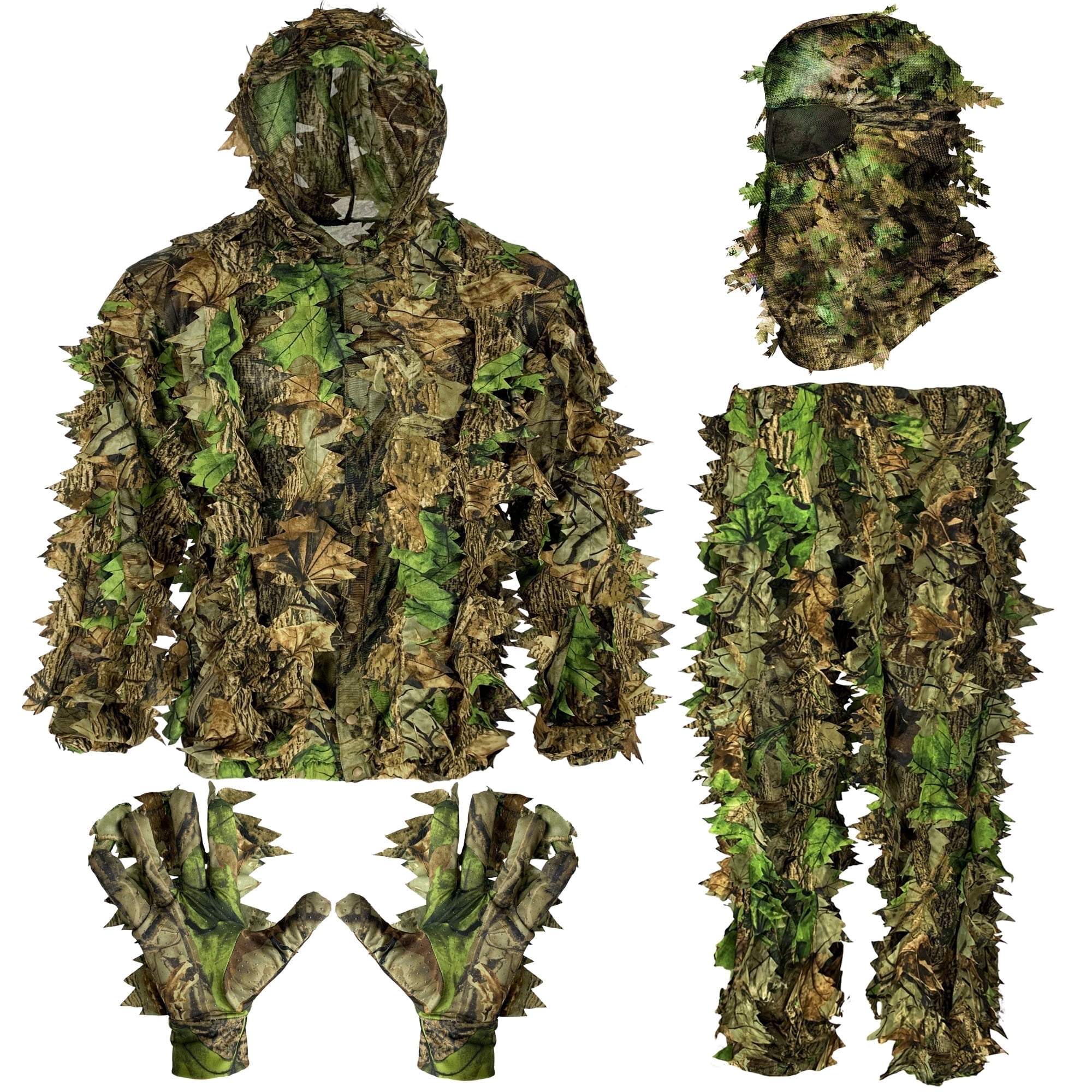 AYIN Tactical 3D Leaf Camouflage with Gloves and Face Mask Size L-XL ...
