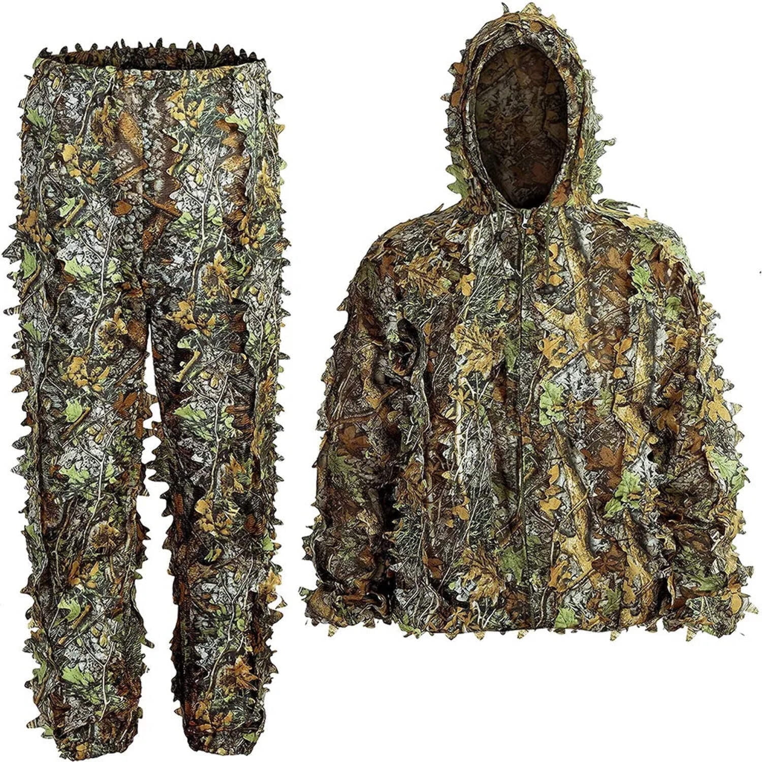Ghillie Suit Men Women Kids 3D Leafy Bionic Camouflage Hunting Clothing CS Shooting Suit ...