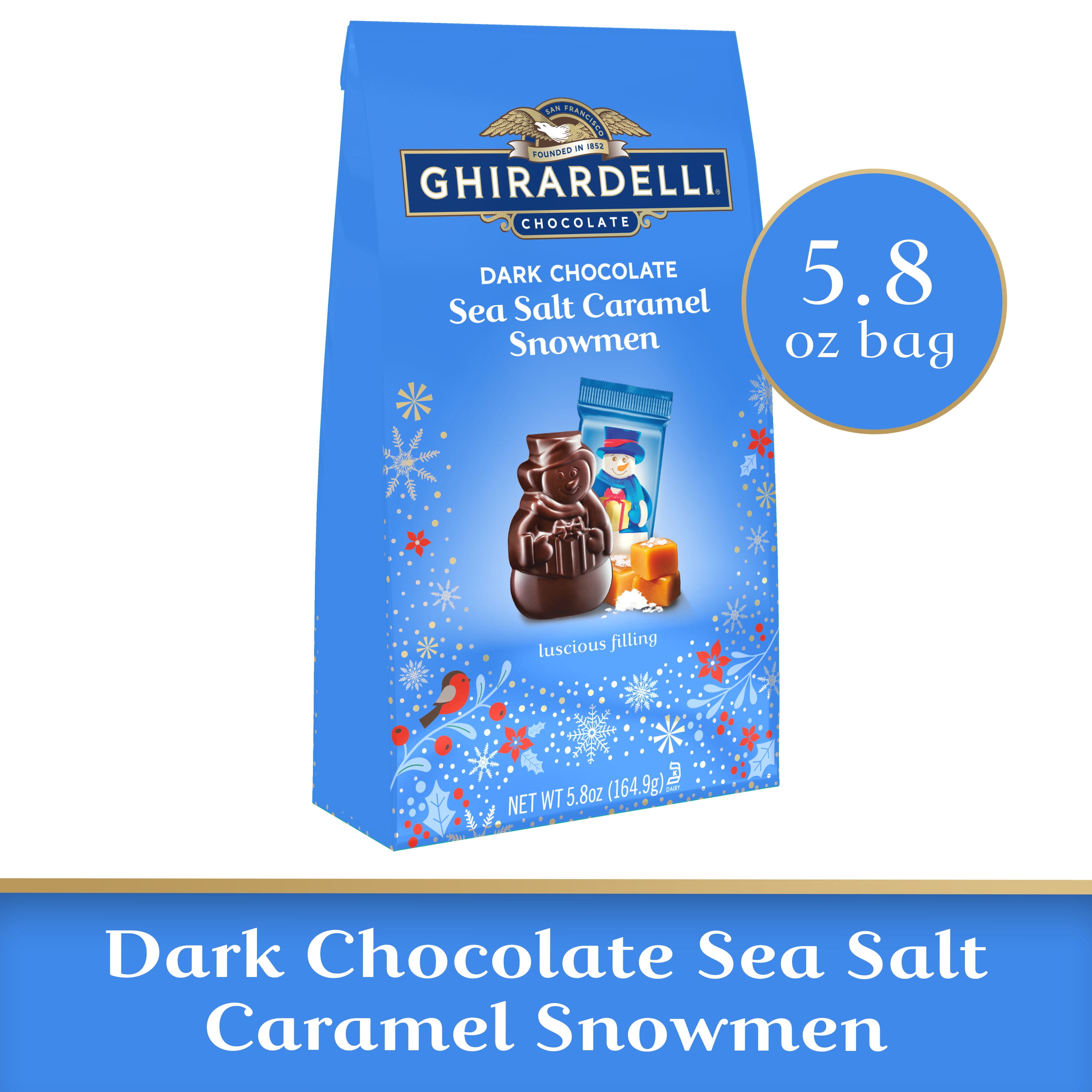GHIRARDELLI Dark Chocolate Sea Salt Caramel Snowmen, 5.8 oz Bag ...