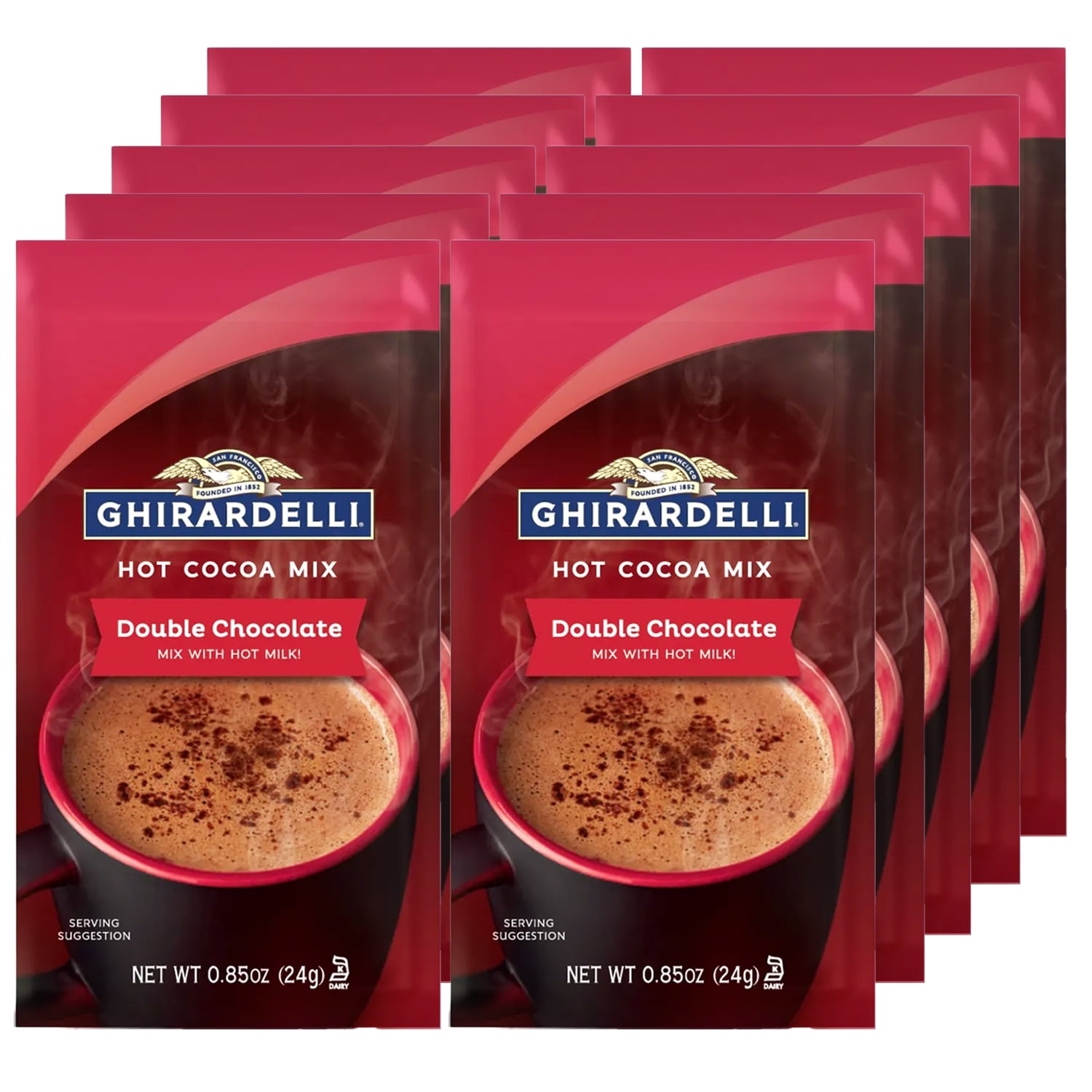 Ghirardelli Double Chocolate Hot Cocoa Mix, 0.85-Ounce Packets l Pack ...