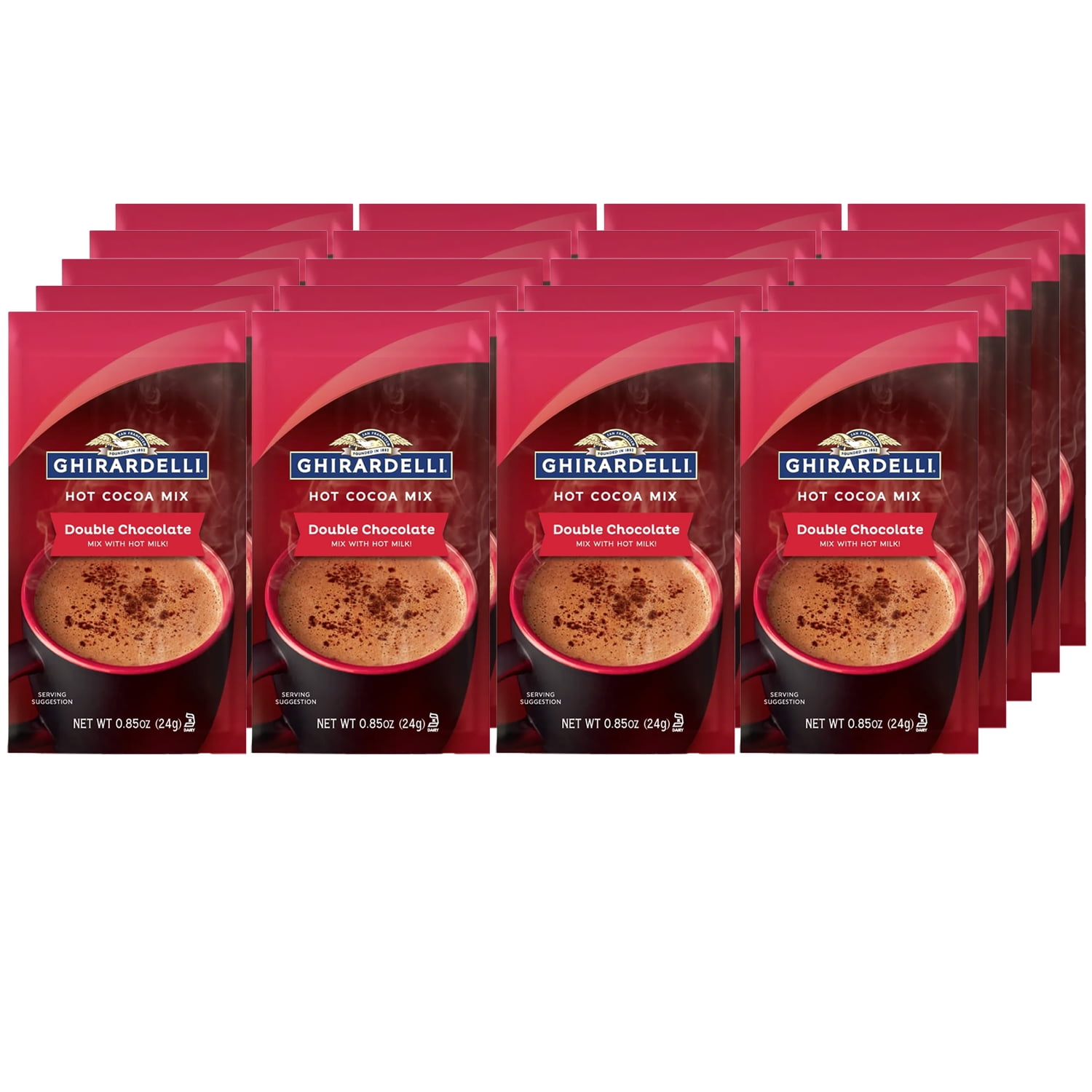 Ghirardelli Double Chocolate Hot Cocoa Mix, 0.85-Ounce Packets l Pack of 20 - Walmart.com