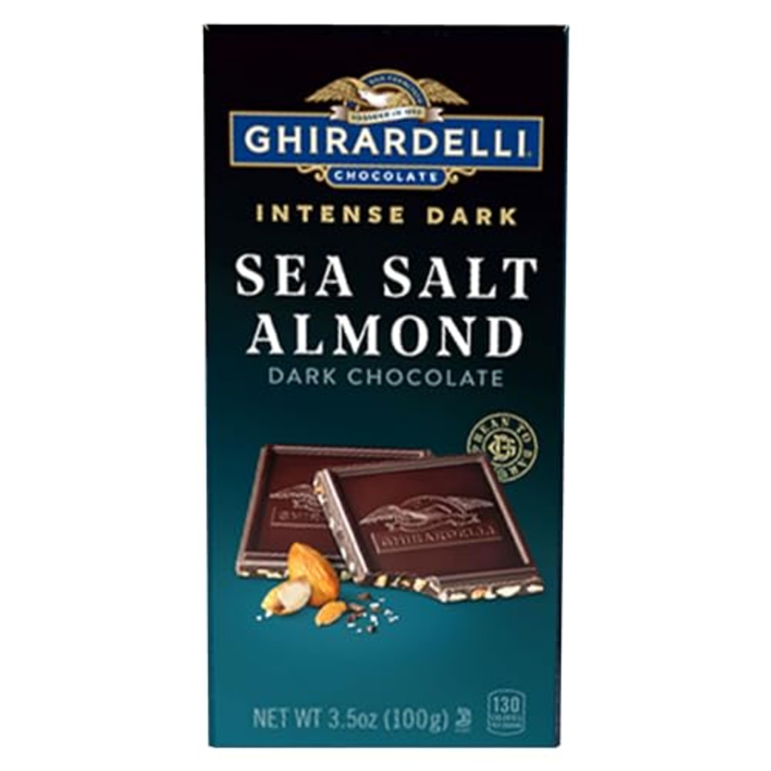 Ghirardelli Intense Dark Chocolate Bar, Sea Salt Almond, 3.5 Oz Bar ...